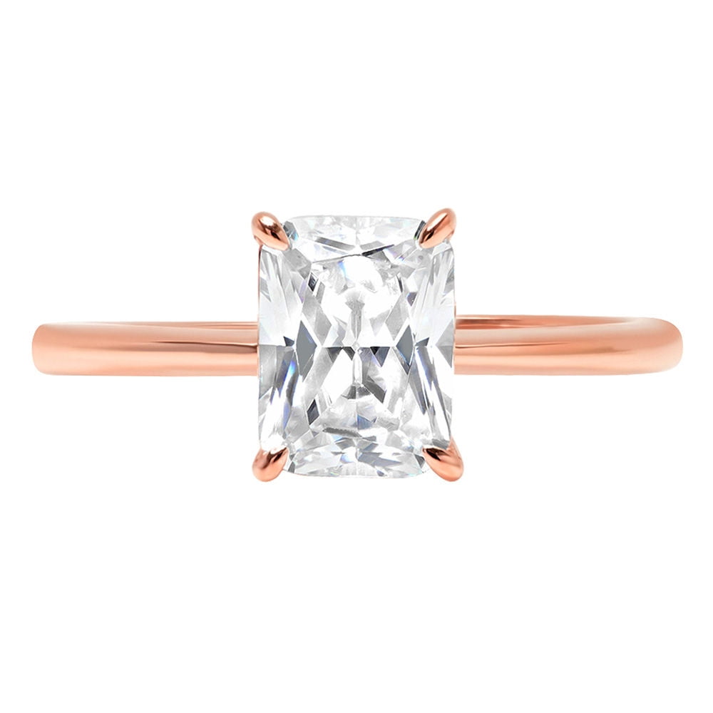 1.75 ct Radiant Cut Moissanite Solitaire 18K Rose Gold Womens ...