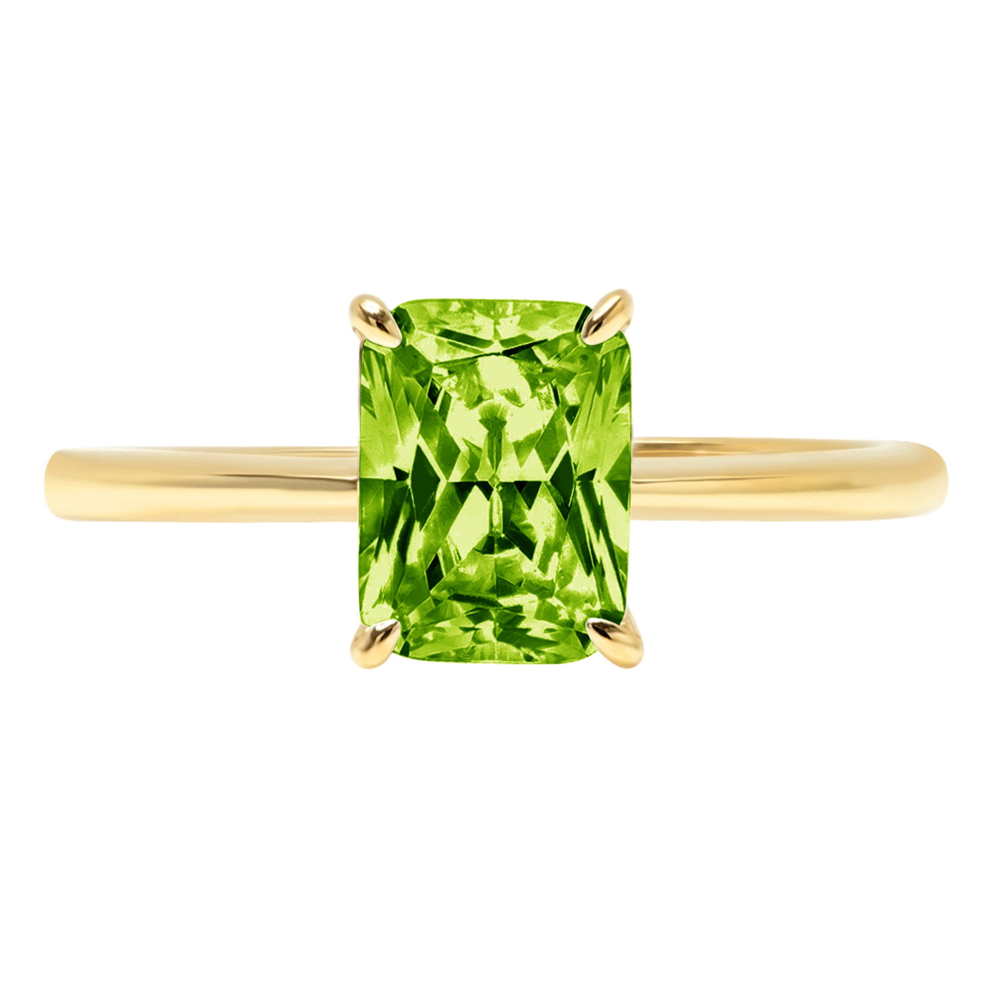 1.75 ct Radiant Cut Natural Peridot Solitaire 14K Yellow Gold Womens ...
