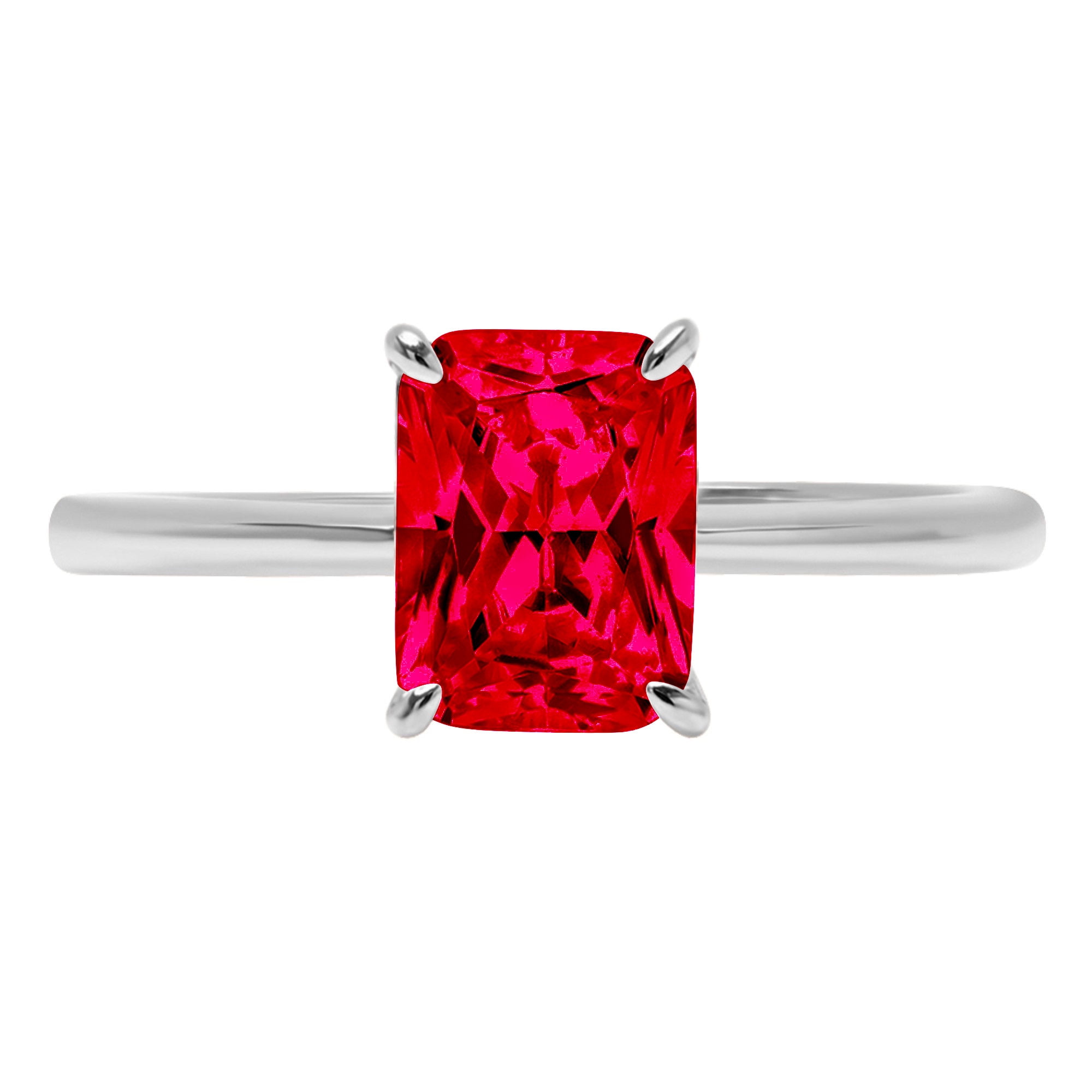 1.75 ct Radiant Cut Simulated Ruby Solitaire 18K White Gold Womens ...