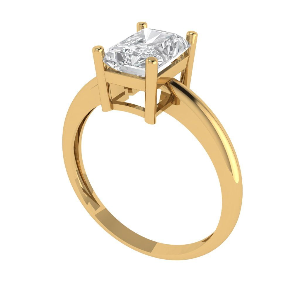 1.75ct radiant cut white sapphire 18k yellow gold Bridal Wedding Engagement Promise Anniversary ...