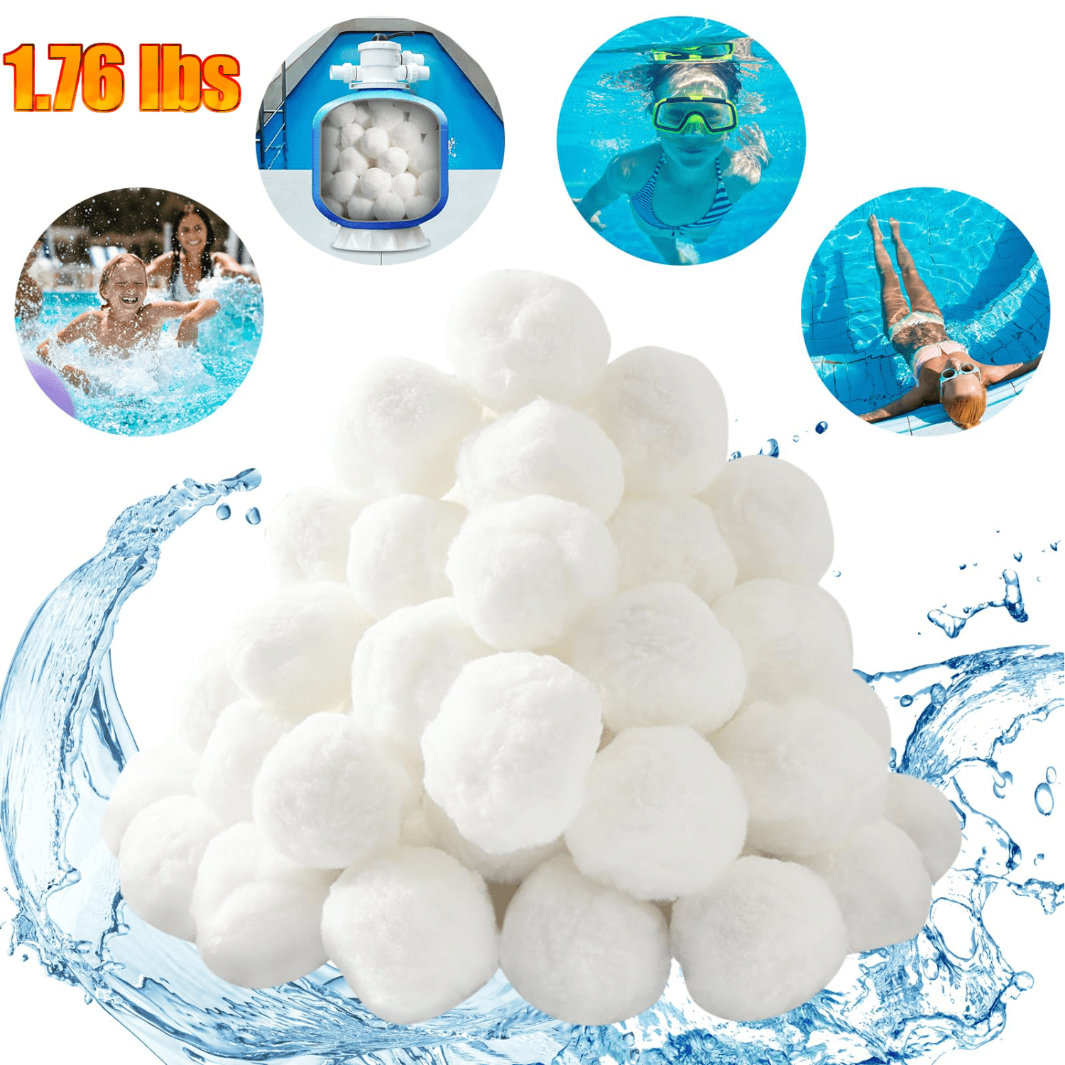 1.76 lbs Eco-Friendly Pool Filter Balls, Suitable for All Sand Filter ...