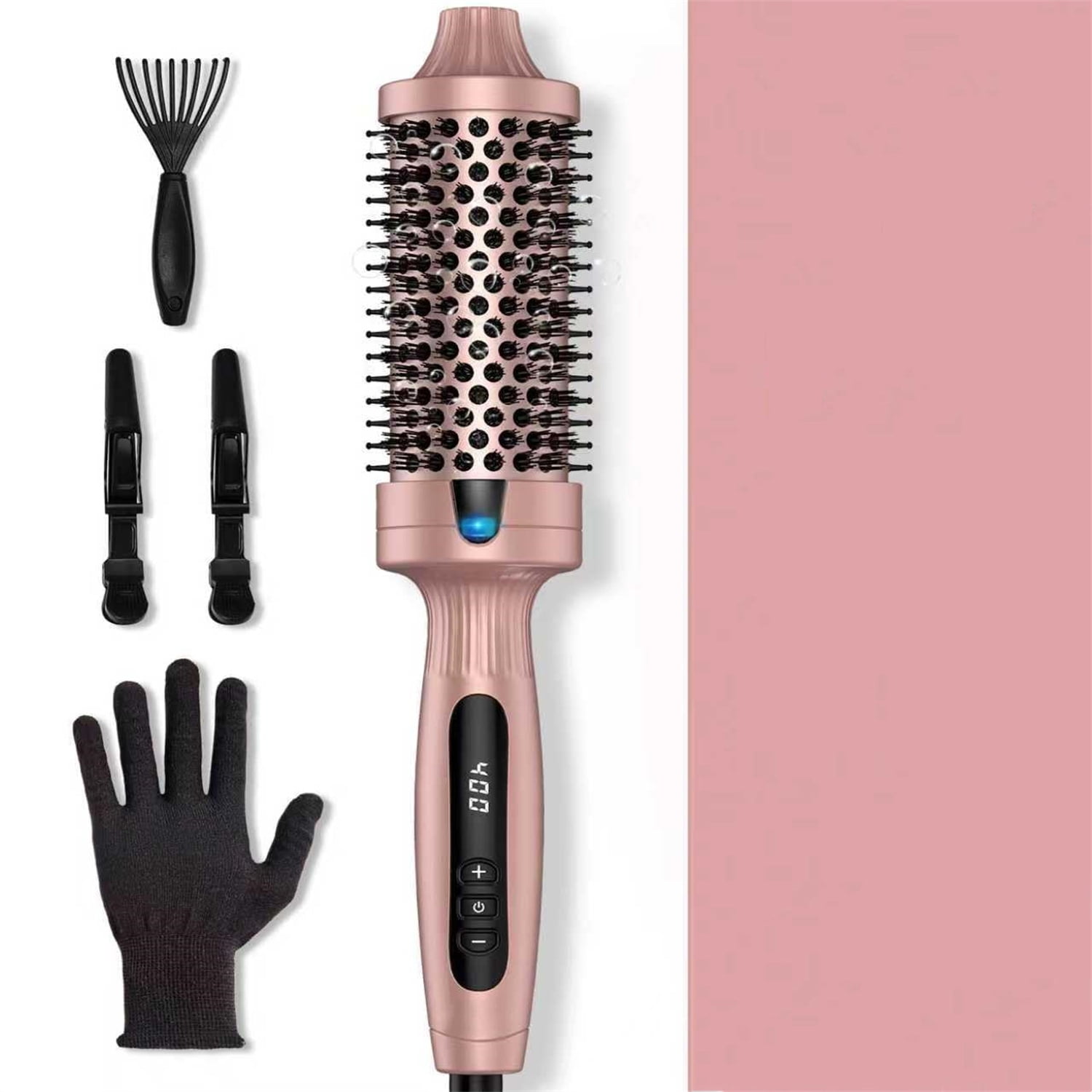 1.77 Inch Thermal Brush, Double MCH Ceramic Hot Brush Tourmaline Ionic 2 in 1 Heated Hair ...