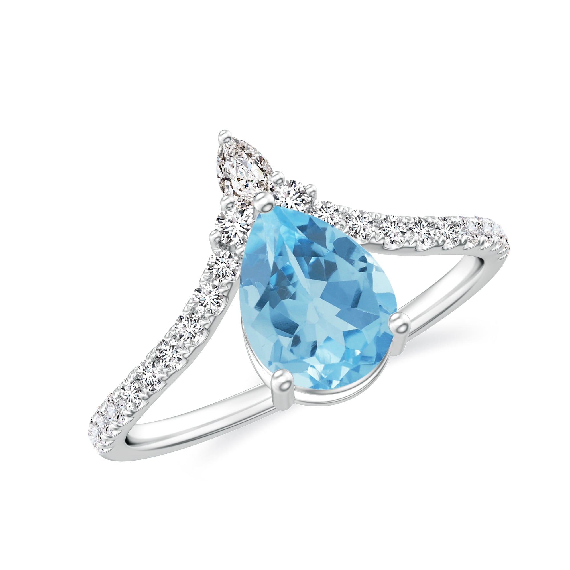 1.78 CT Blue Topaz Moissanite Tiara Dainty Engagement Ring in Sterling ...