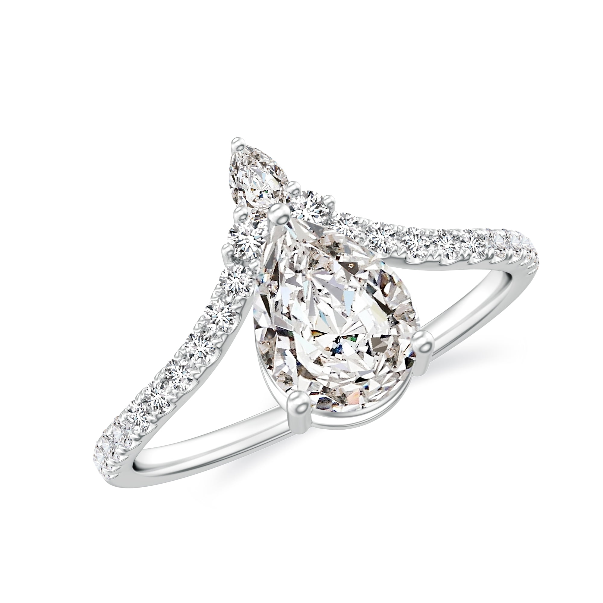 1.78 CT Diamond Moissanite Tiara Dainty Engagement Ring in Sterling Silver/ White Gold Plated ...