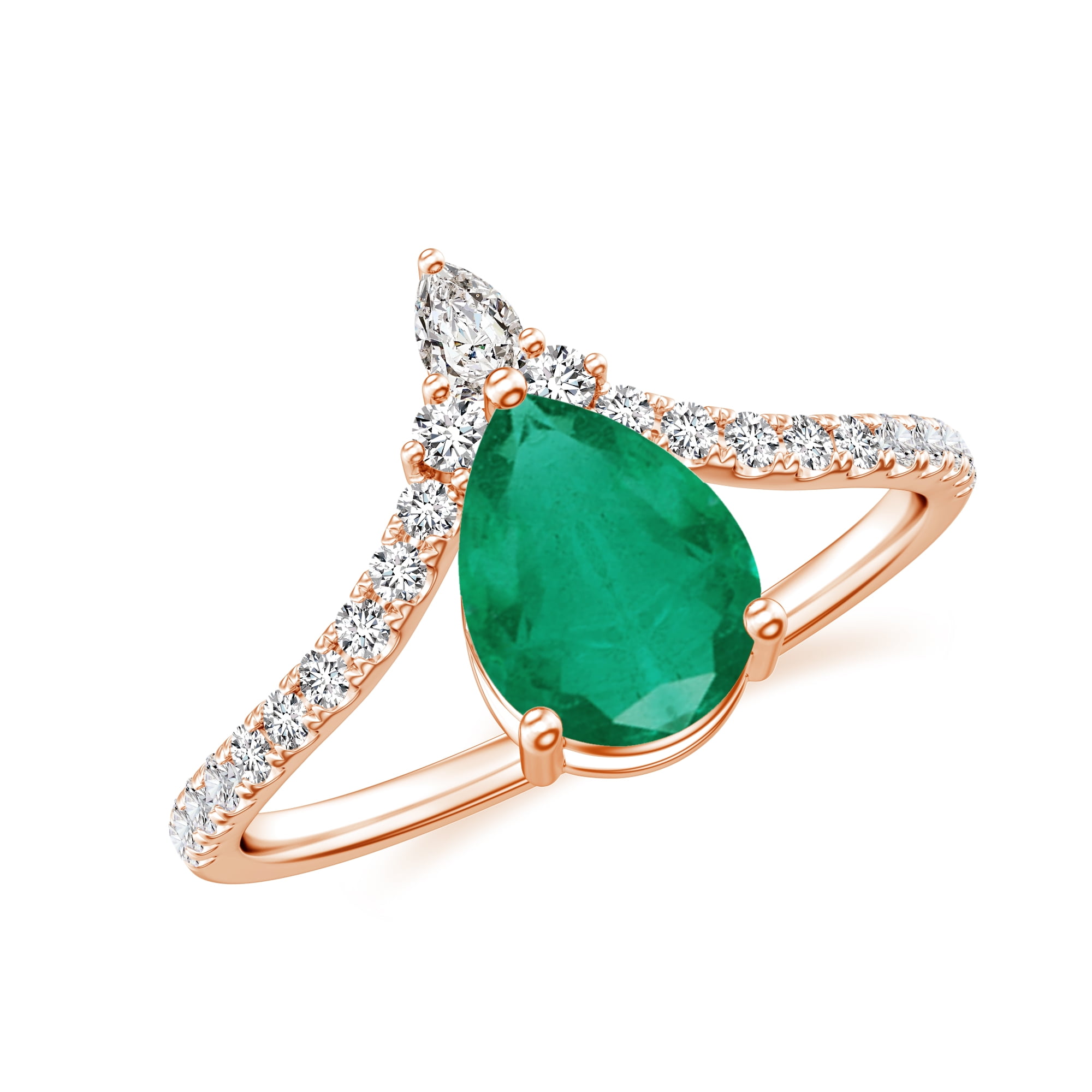 1.78 CT Emerald Moissanite Tiara Dainty Engagement Ring in Sterling Silver/ Rose Gold Plated ...