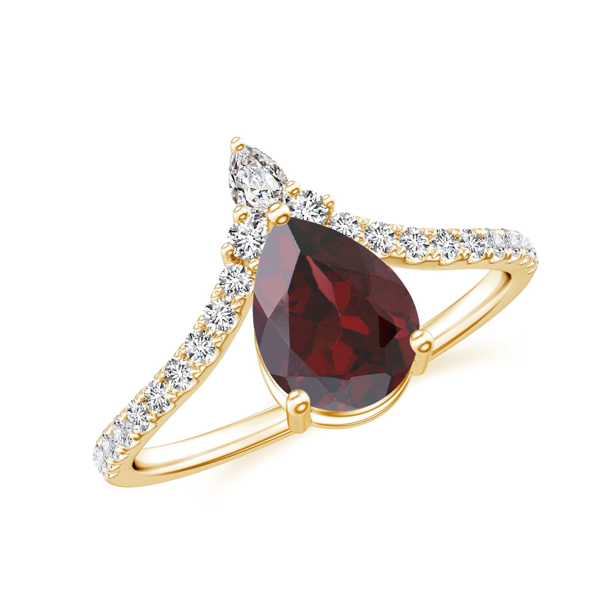 1.78 CT Garnet Moissanite Tiara Dainty Engagement Ring in Sterling Silver/ Yellow Gold Plated ...