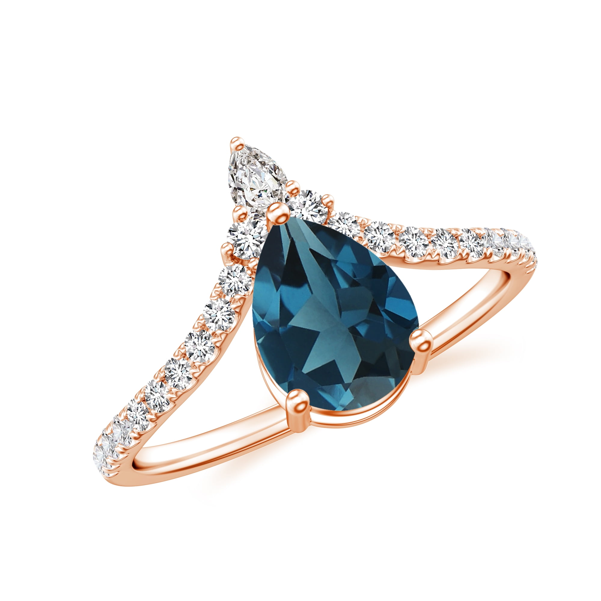 1.78 CT London Blue Topaz Moissanite Tiara Dainty Engagement Ring in ...