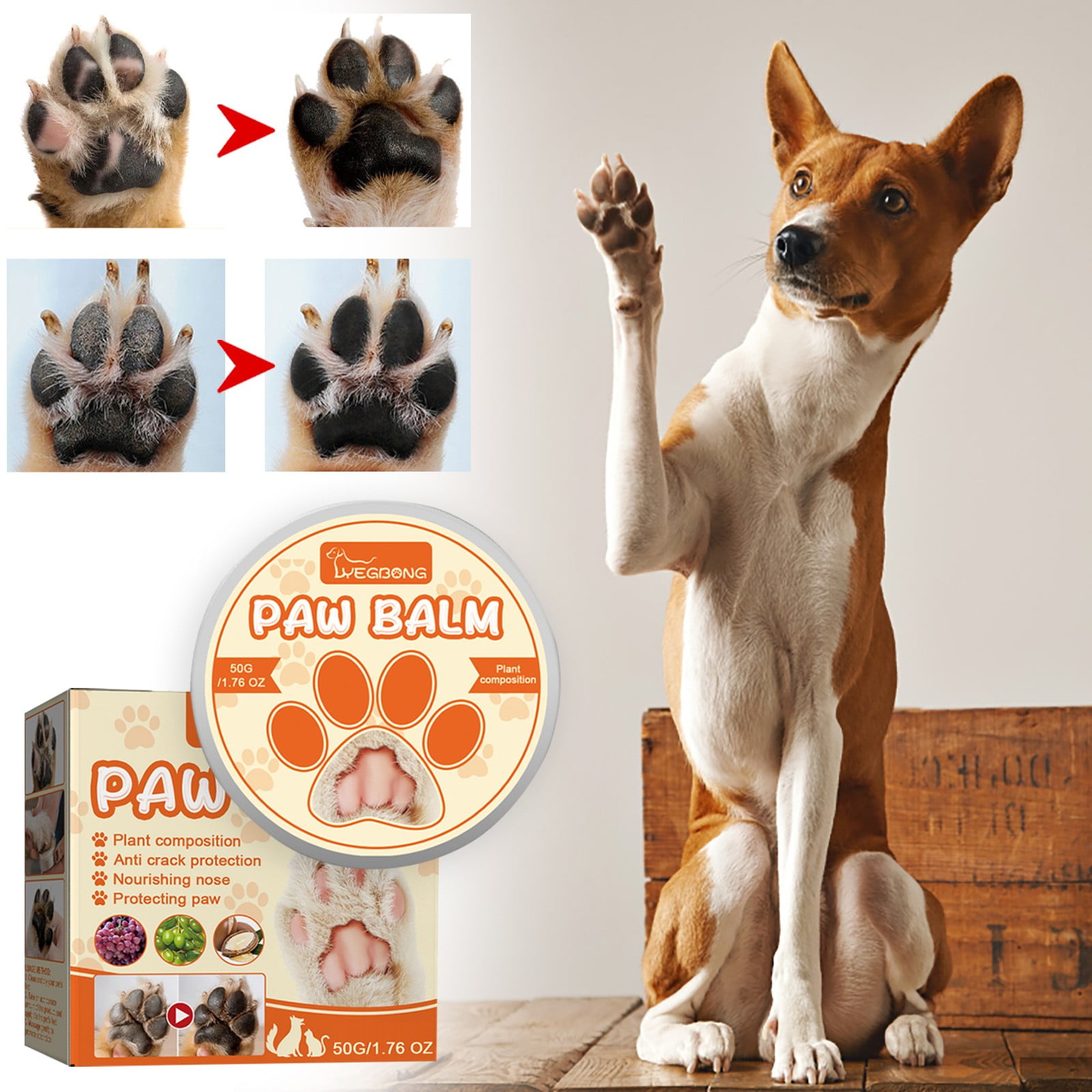 Dog Paw Pad Balm Pet Balm Paste Protector for Dogs and Cats, Naturally ...