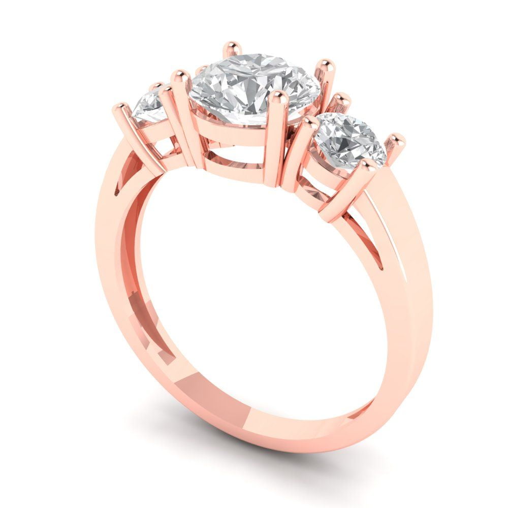 1.79ct Round Cut Precious Gem Green Emerald Real 18k Pink Rose Gold Robotic Laser Engraving ...