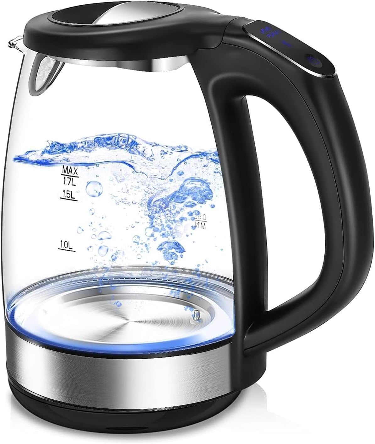 1.7L Electric Glass Kettle 1500W Temperature Control Water Boiler Auto ...