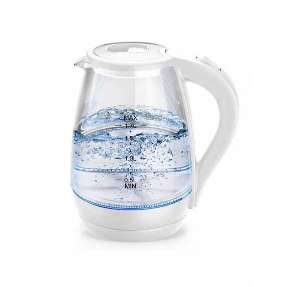 1.7L Electric Glass Tea Kettle, 1200W High Power Fast Boil Water Pot ...