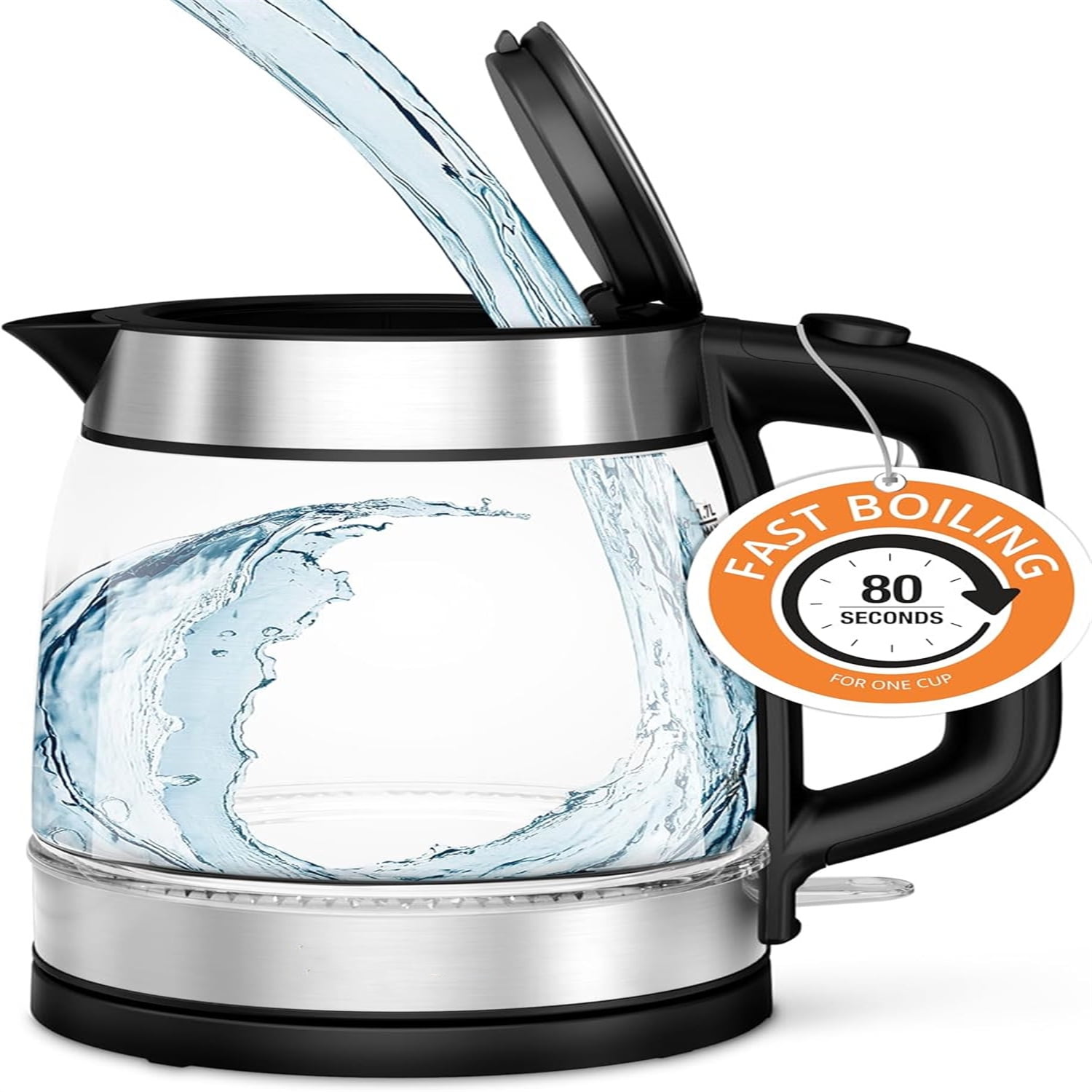 1.7L Glass Electric Kettle: Fast-Boiling 1500W with LED Indicator, Anti ...