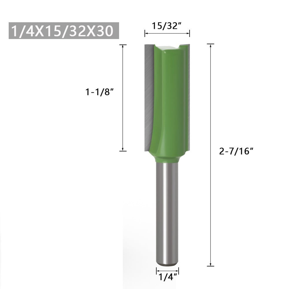 1-7Pc 1/4 Shank Single Double Flute Straight Router Bit Milling Cutter ...