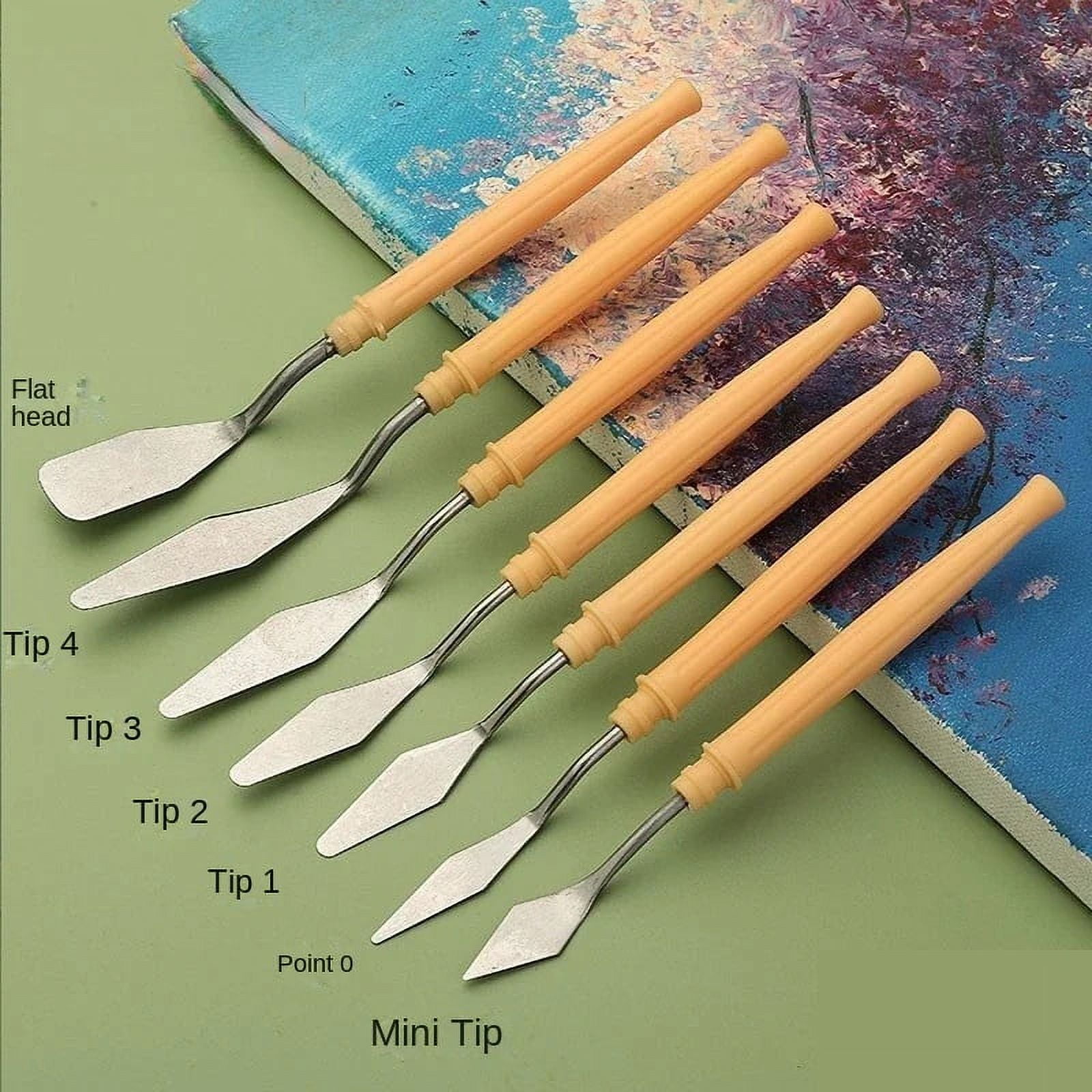 1/7Pcs Art Spatula Soft Paint Oil Painting Wooden Handle Palette Knife ...