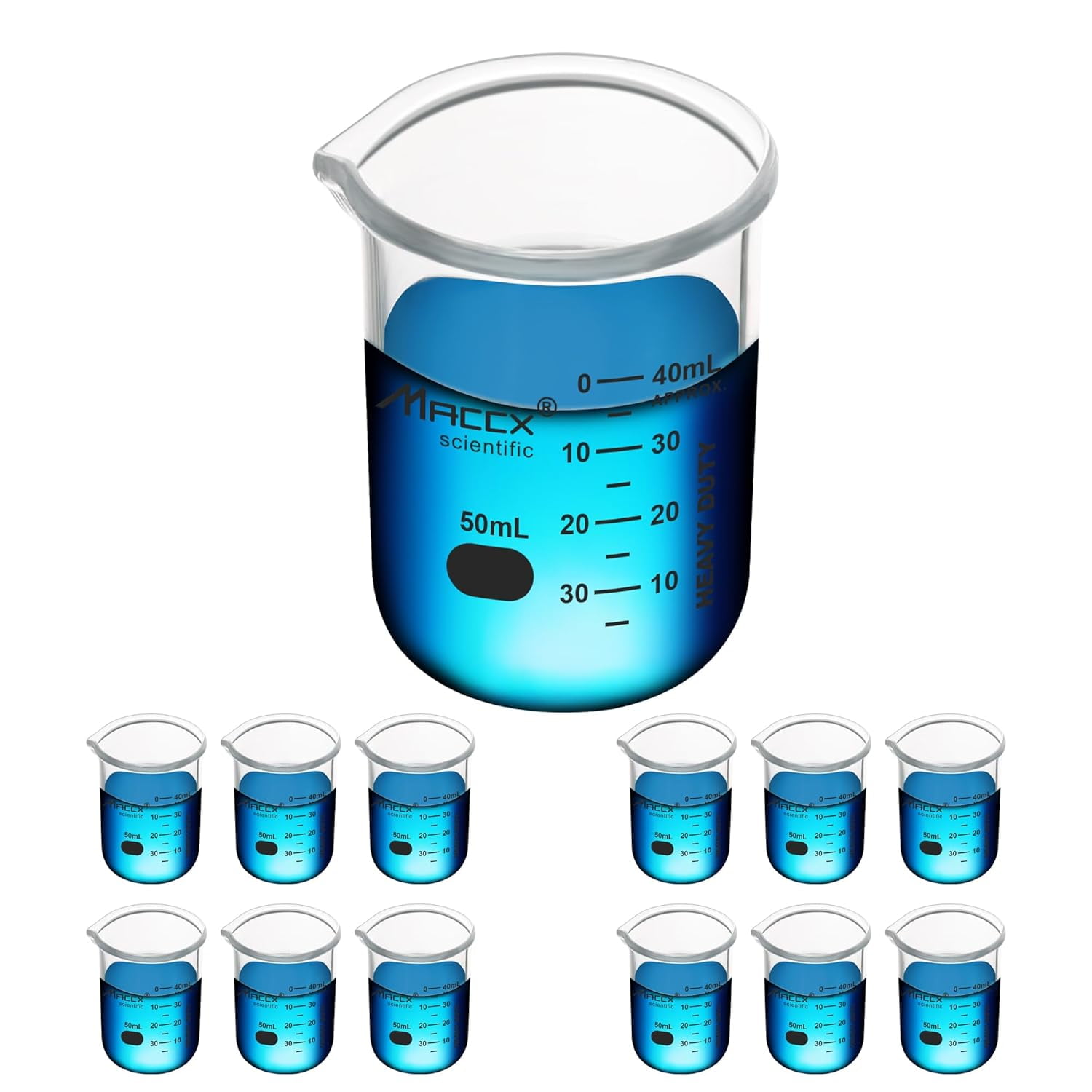 1.7oz(50ml) Sturdy Glass Beaker, 3.3 Borosilicate Griffin Low Form with ...