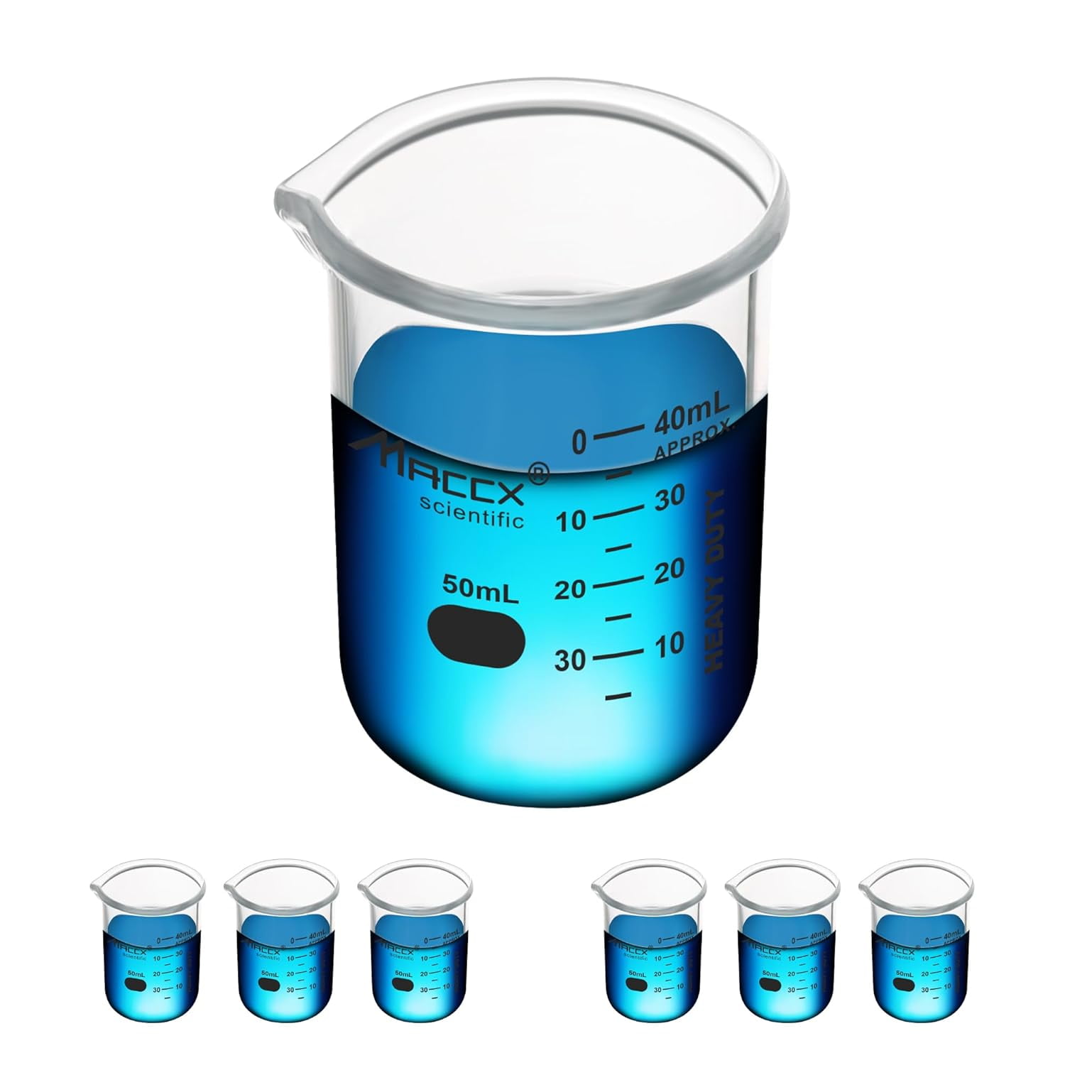 1.7oz(50ml) Sturdy Glass Beaker, Heavy-Duty Lab Beaker, 3.3 ...