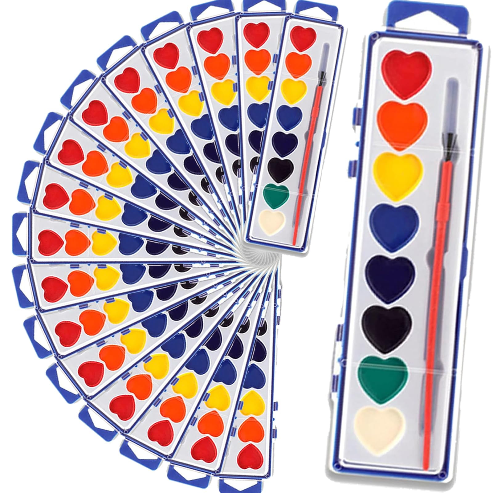 1/8/16 Pack Heart Watercolor Paint Set,Class Valentine Paint Set, Heart ...
