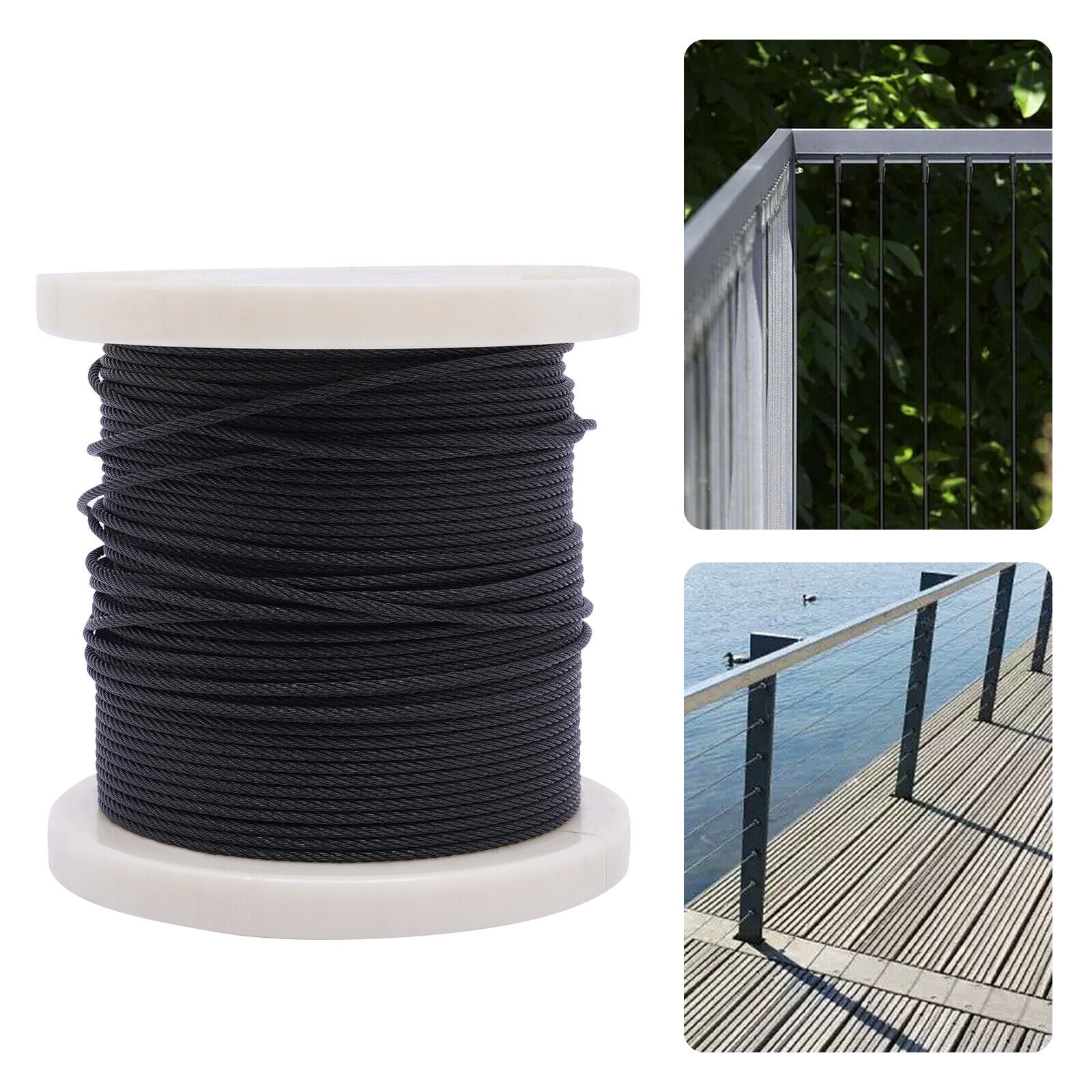 1/8" 250ft Cable Railing 7x7 Strand Stainless Steel 316 Wire Rope Winch ...