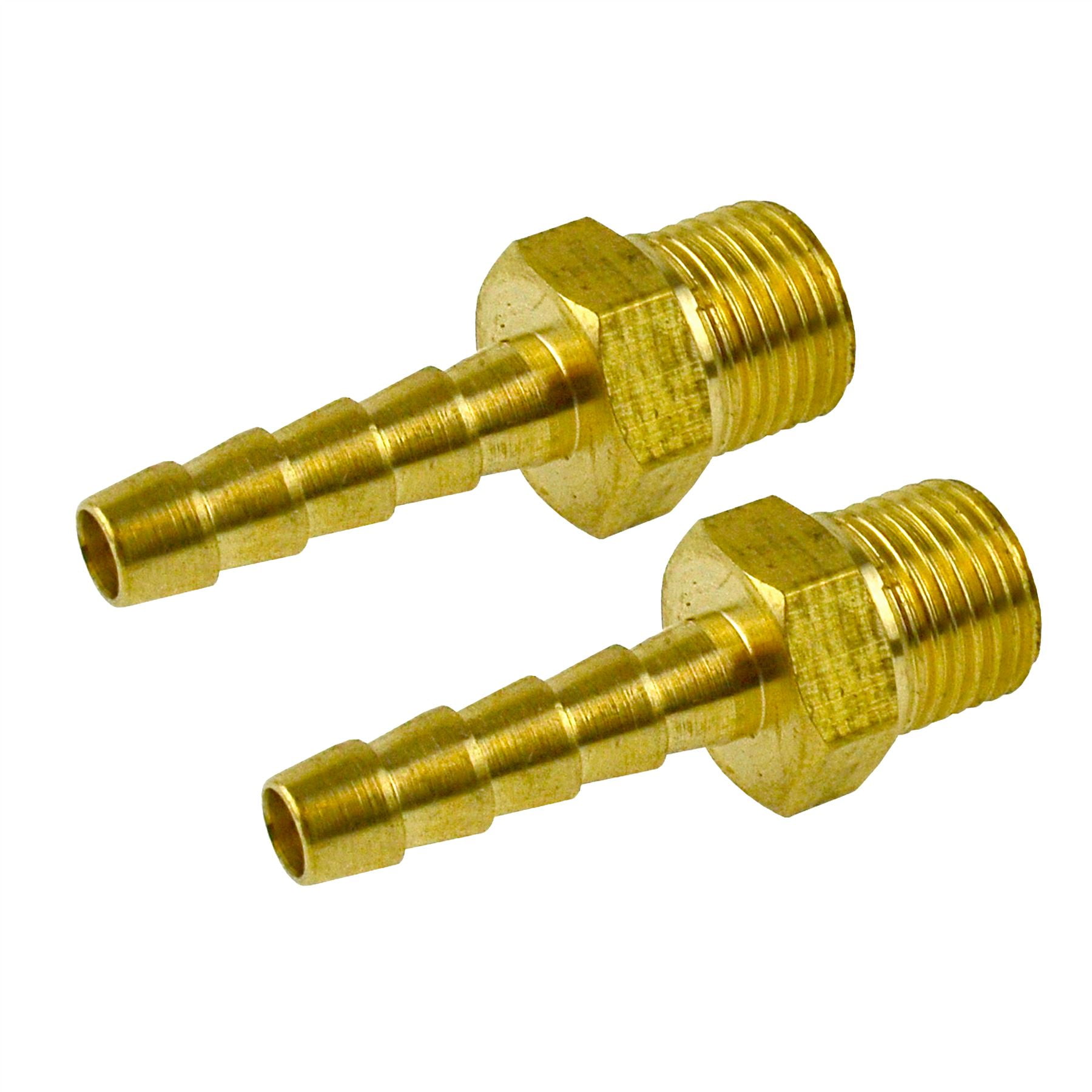 1/8" BSP Male Thread Hose Tail 3/16" Pipe Connector Fitting Brass 2 ...