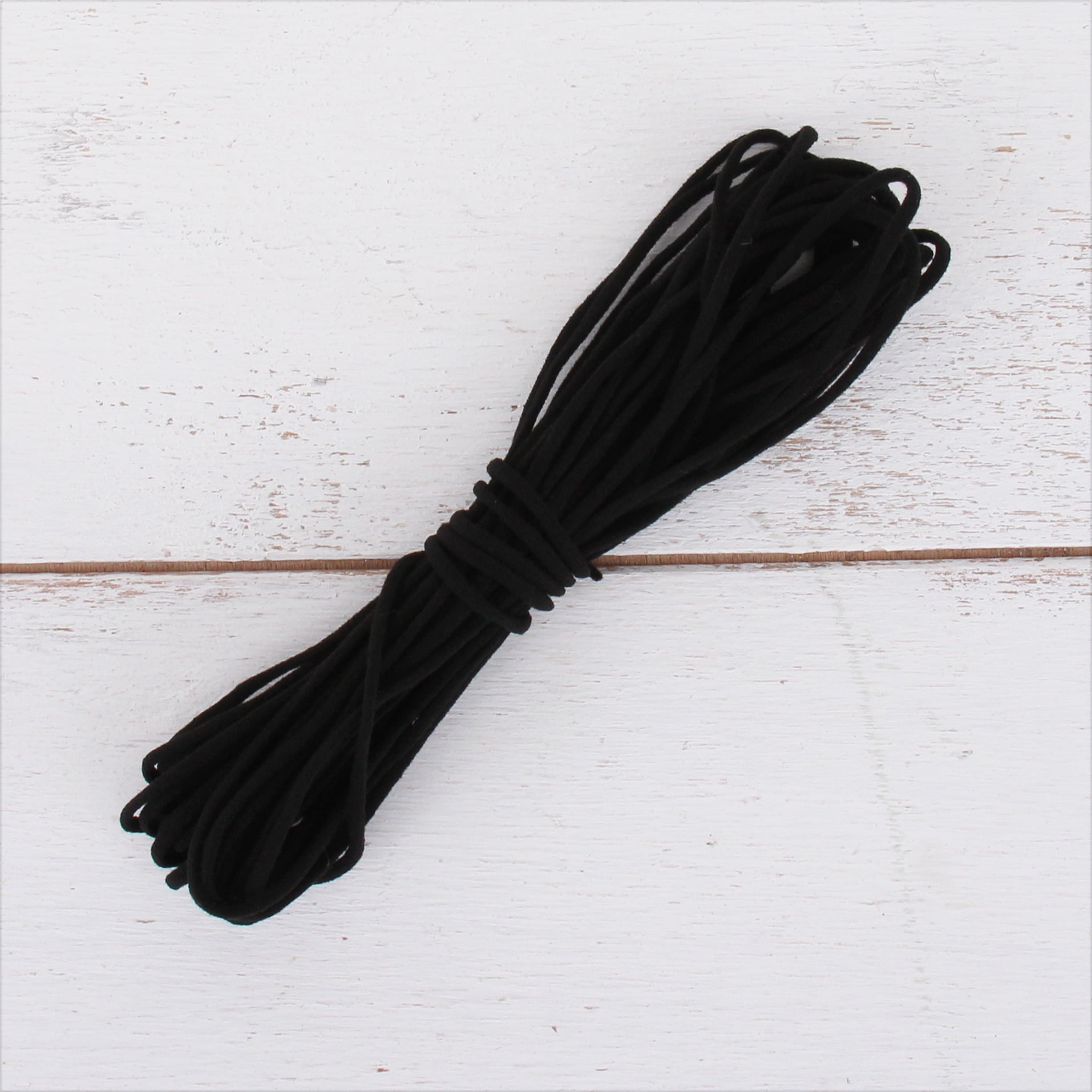 1/8" Black Round Elastic Cord by Threadart - For Sewing and Crafts - 1/ ...