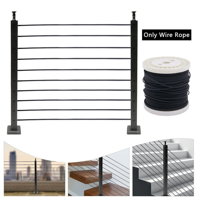 1/8" Black Wire Rope 400ft Stainless Steel Cable Railing Kit 7x7 ...