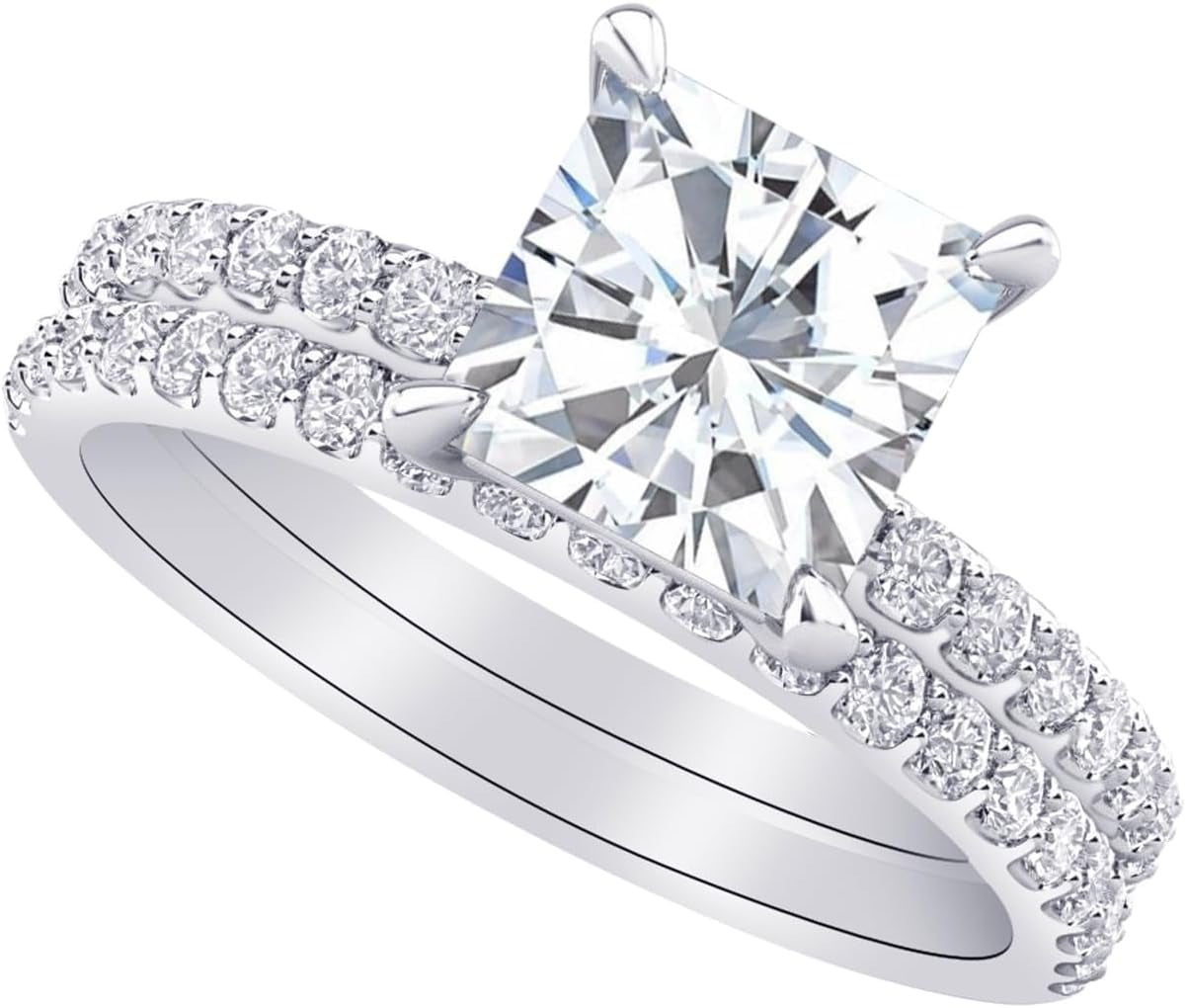 1-8 Carat (ctw) White Gold Princess Cut LAB GROWN Diamond Cut To Perfection Princess Diamond ...