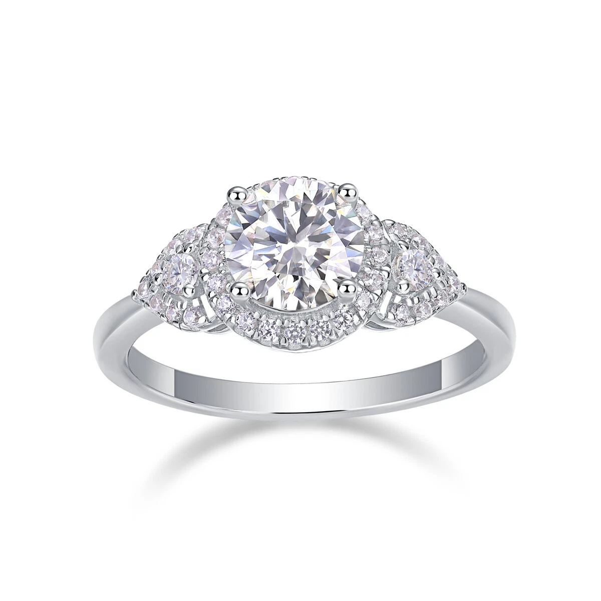 1.8 Ct Round Brilliant Cut Simulated Diamond, Halo Engagement Ring, 14K ...