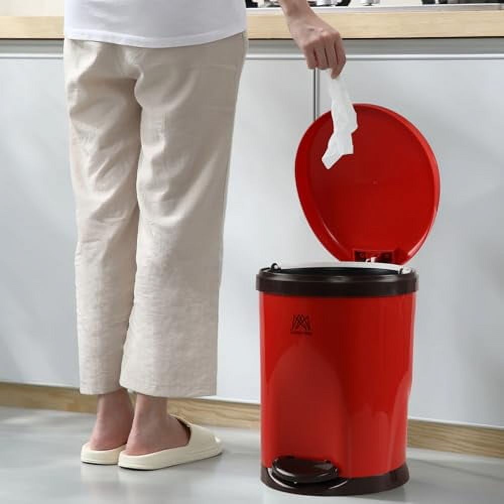 1.8 Gallon Plastic Small Garbage Can with Foot Pedal, Round Step Trash ...