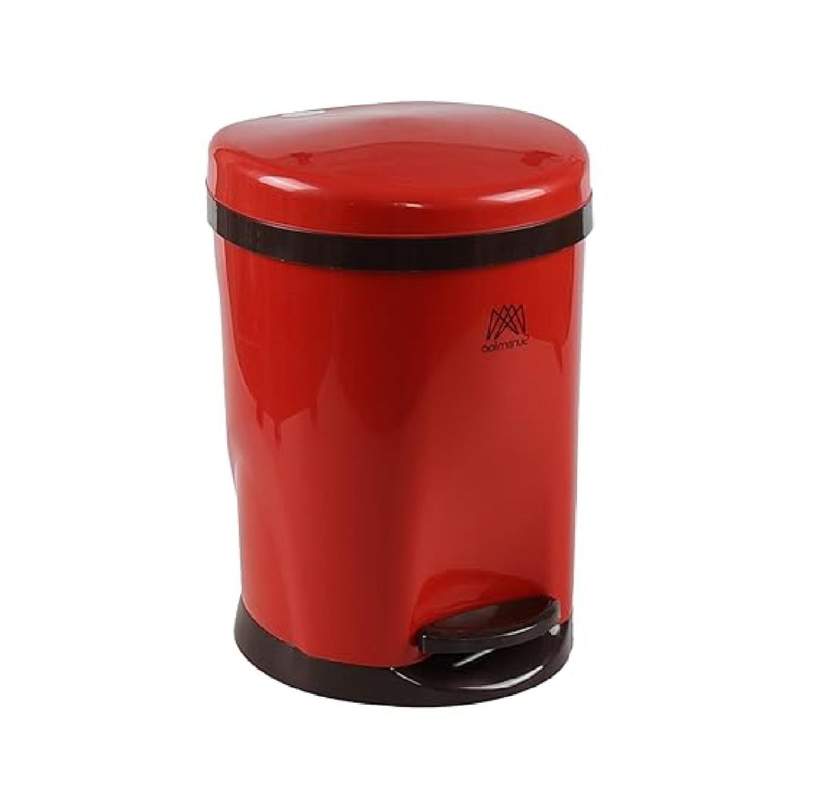 1.8 Gallon Round Bathroom Step Trash Can, Red Garbage Can with Foot ...