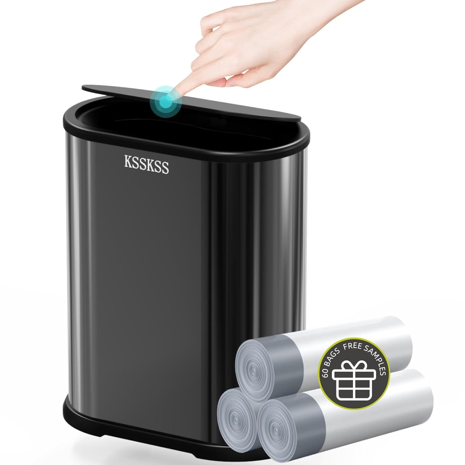 1.8 Gallons Small Stainless Steel Trash Can with Press Type Lid, Slim ...