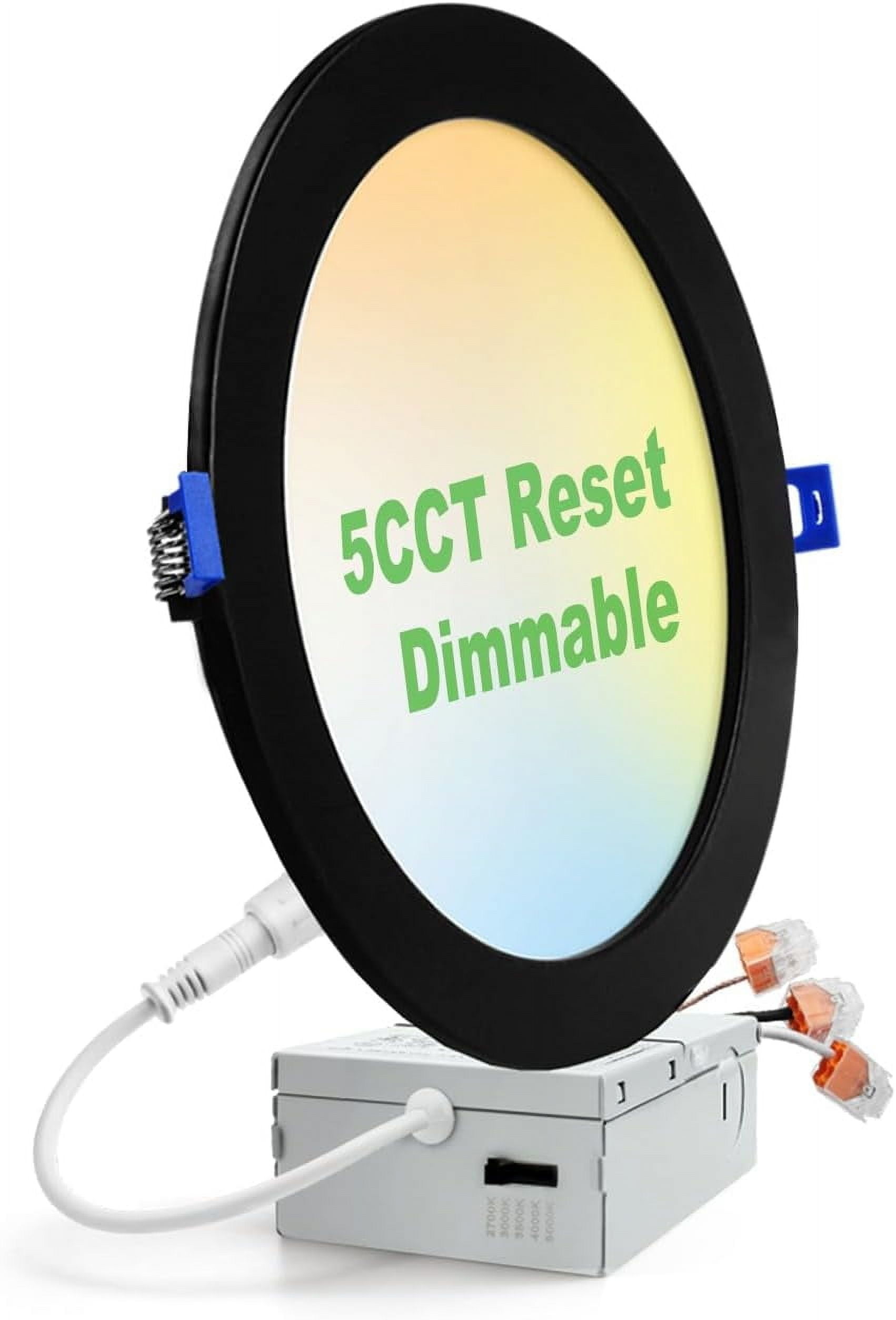 1 8 Inch 1685LM Black 5CCT -Thin Recessed Ceiling Light with Junction ...