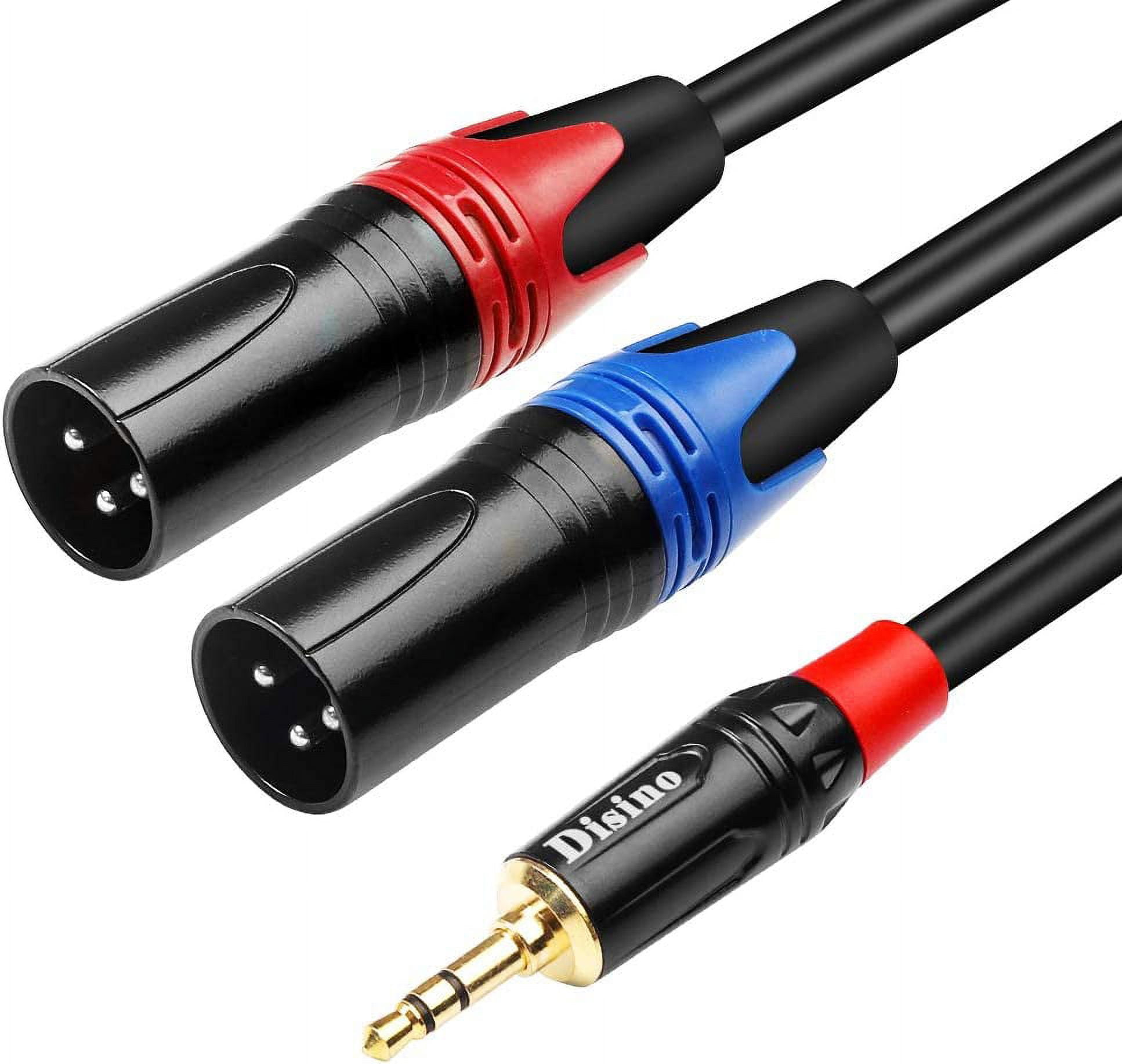 1/8 Inch to Dual XLR Male Y-Splitter Cable,Unbalanced 3.5mm Mini Jack ...