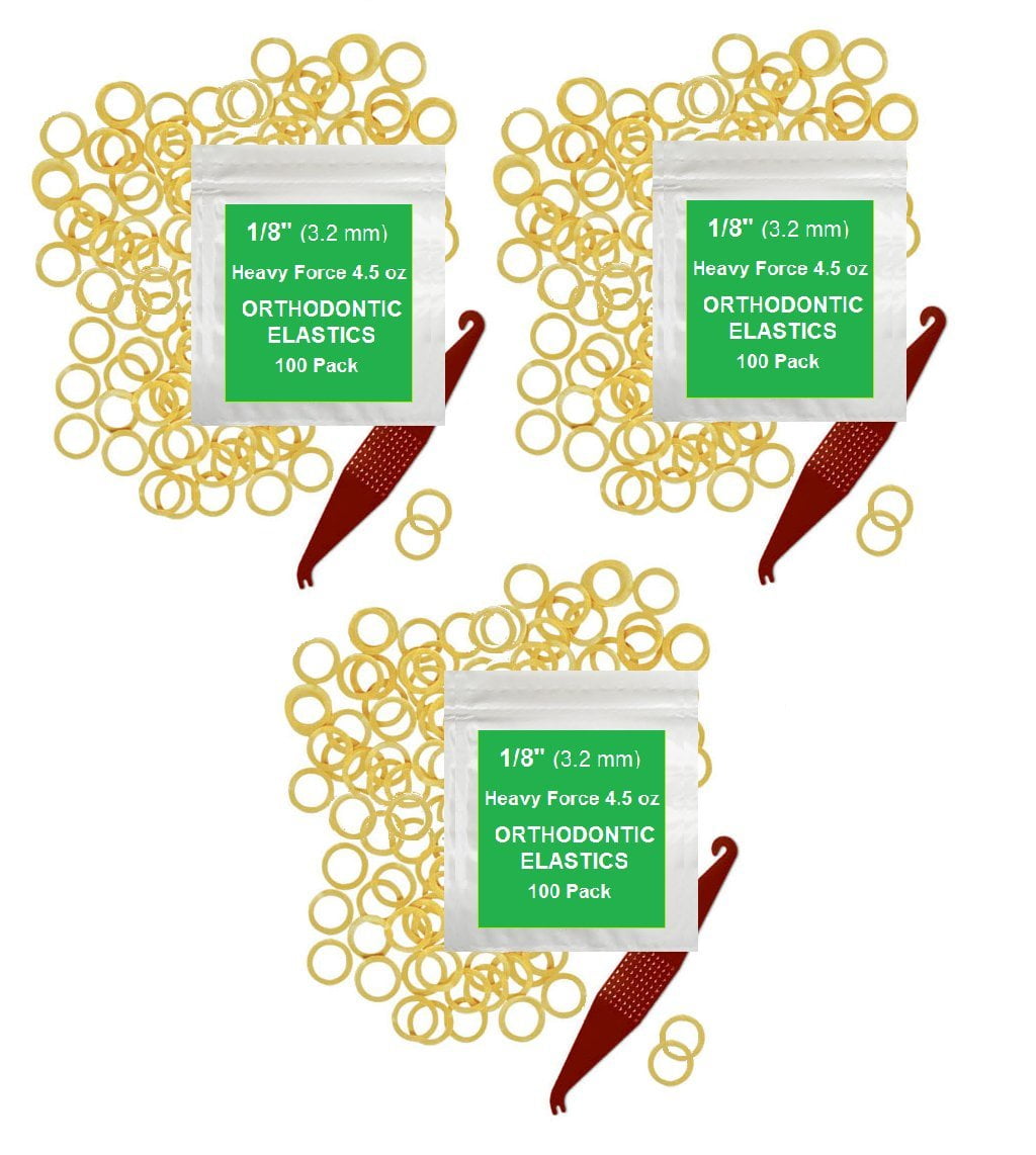 1/8 Inch Orthodontic Elastic Rubber Bands, 300 Pack, Natural, Heavy 4.5 Ounce Small Rubberbands ...