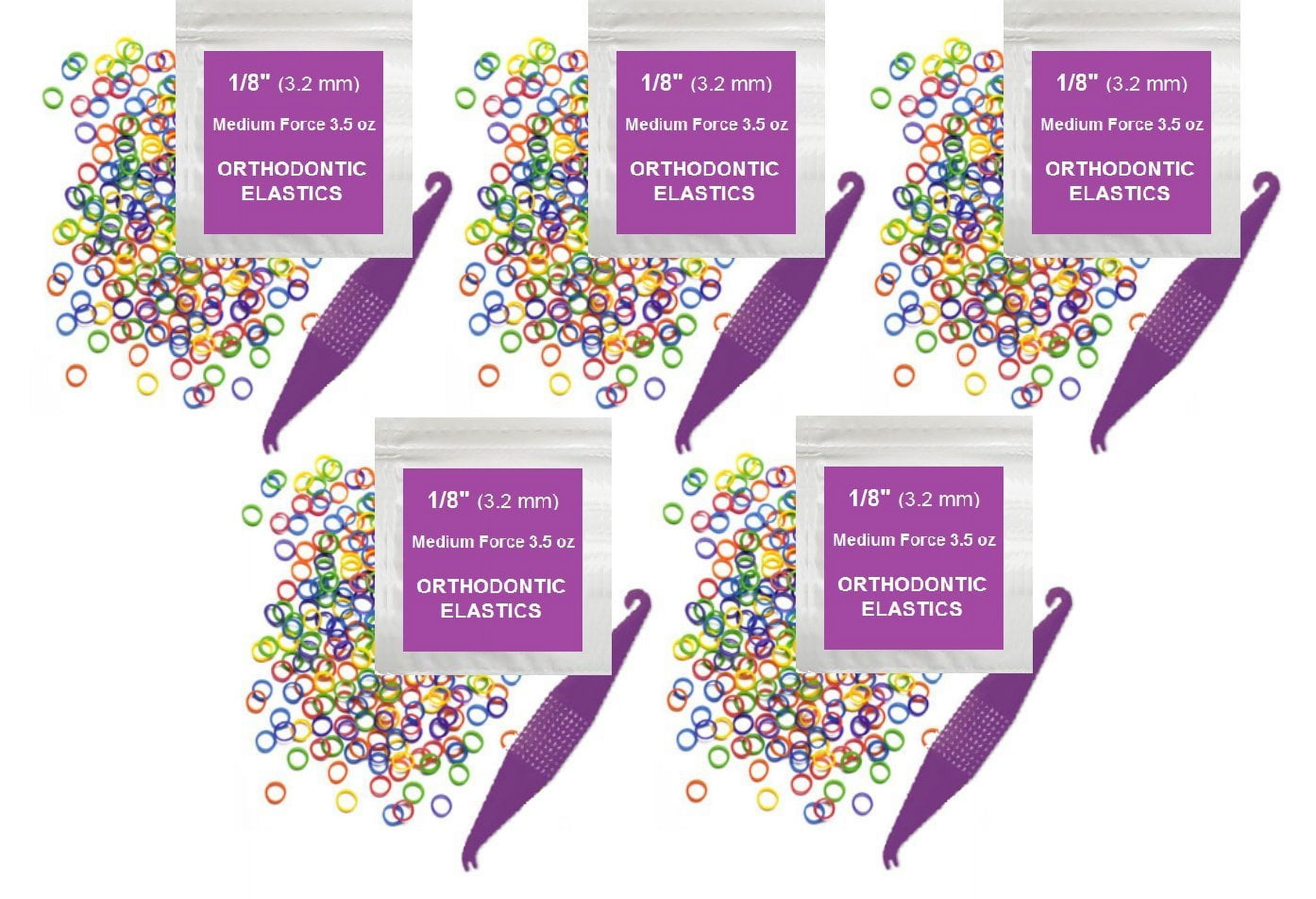 1/8 Inch Orthodontic Elastic Rubber Bands, 500 Pack, Neon, Medium 3.5 Ounce Small Rubberbands ...