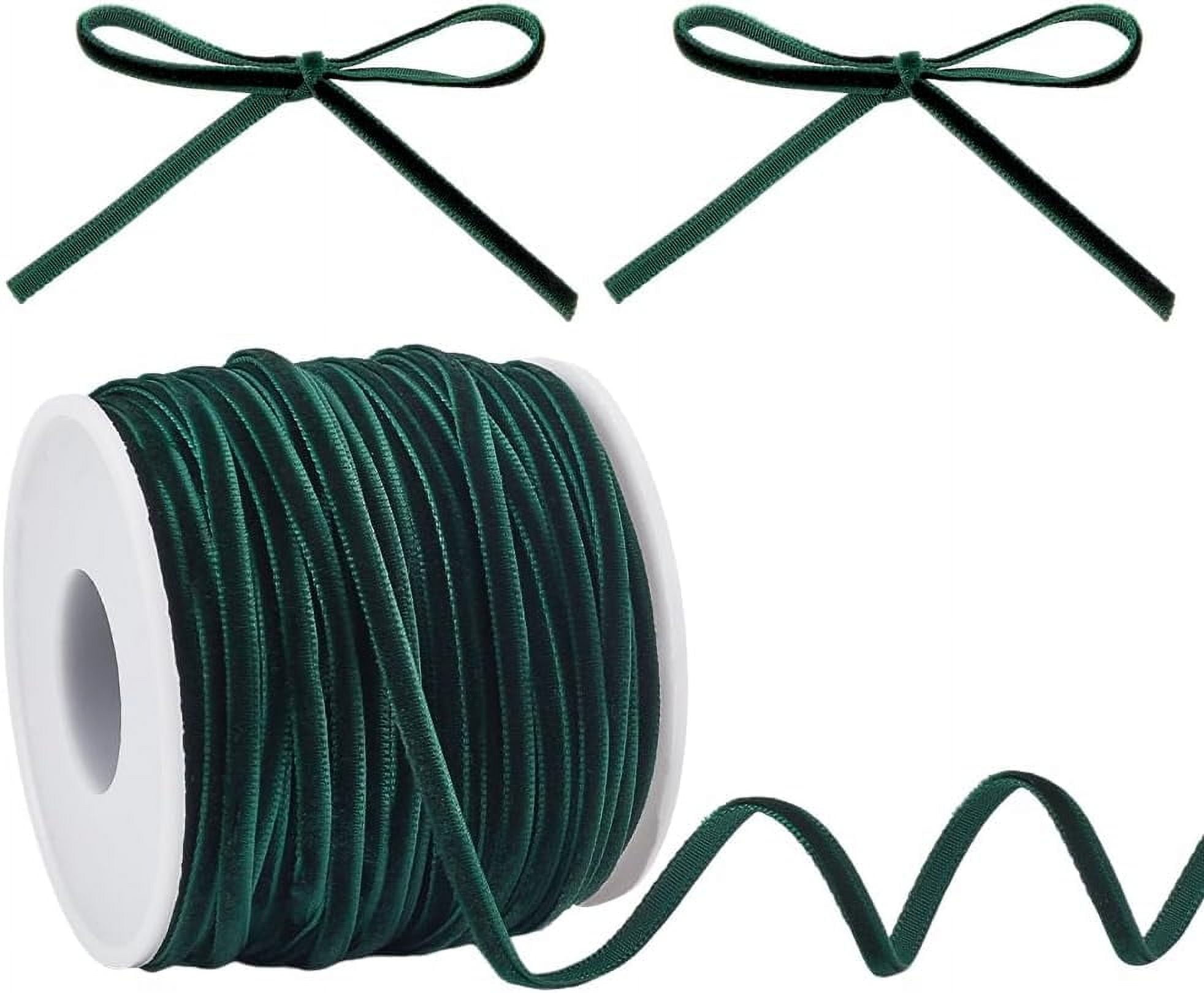 1/8 Inch Thin Velvet Ribbon 50 Yards Vintage Dark Green Ribbon Single ...