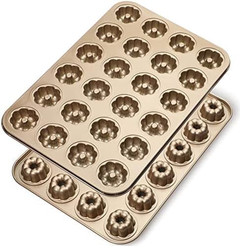 1.8" Mini Fluted Tube Cake Pan, 24-Cup Non-stick Bite Size Bundtinis ...