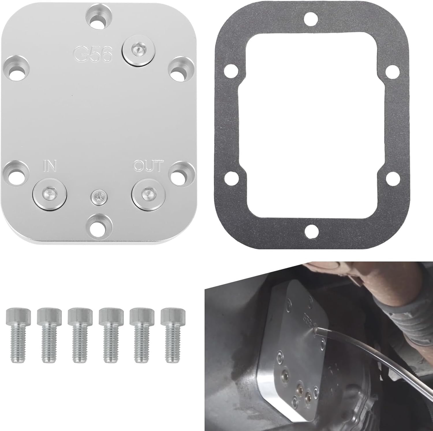 1/8" NPT 3-Ports PTO Oil Cooler Cover & Gasket Kit, Compatible with ...