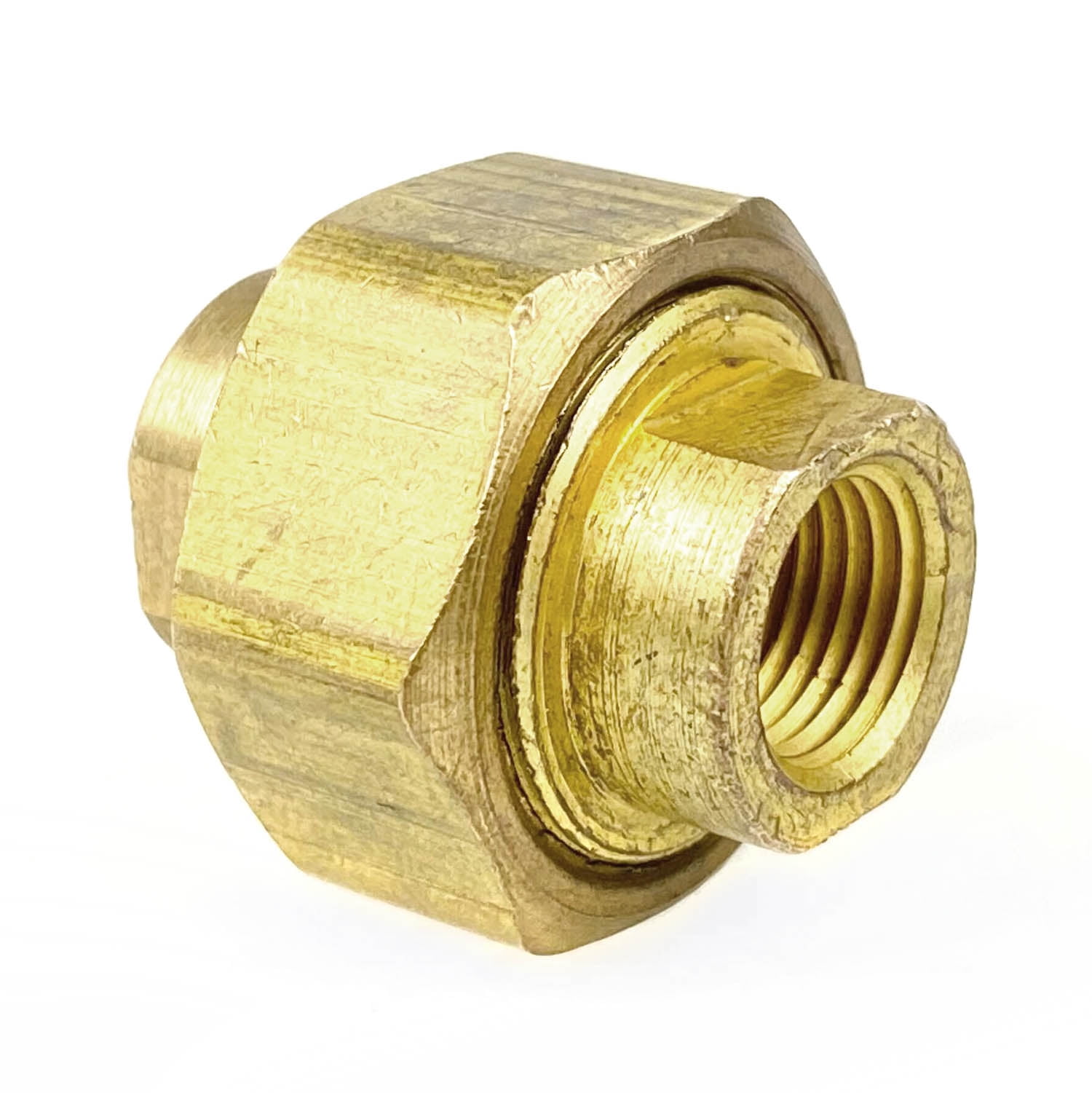 1/8" NPT Female Solid Brass Three Piece Pipe Union Fitting Adapter ...