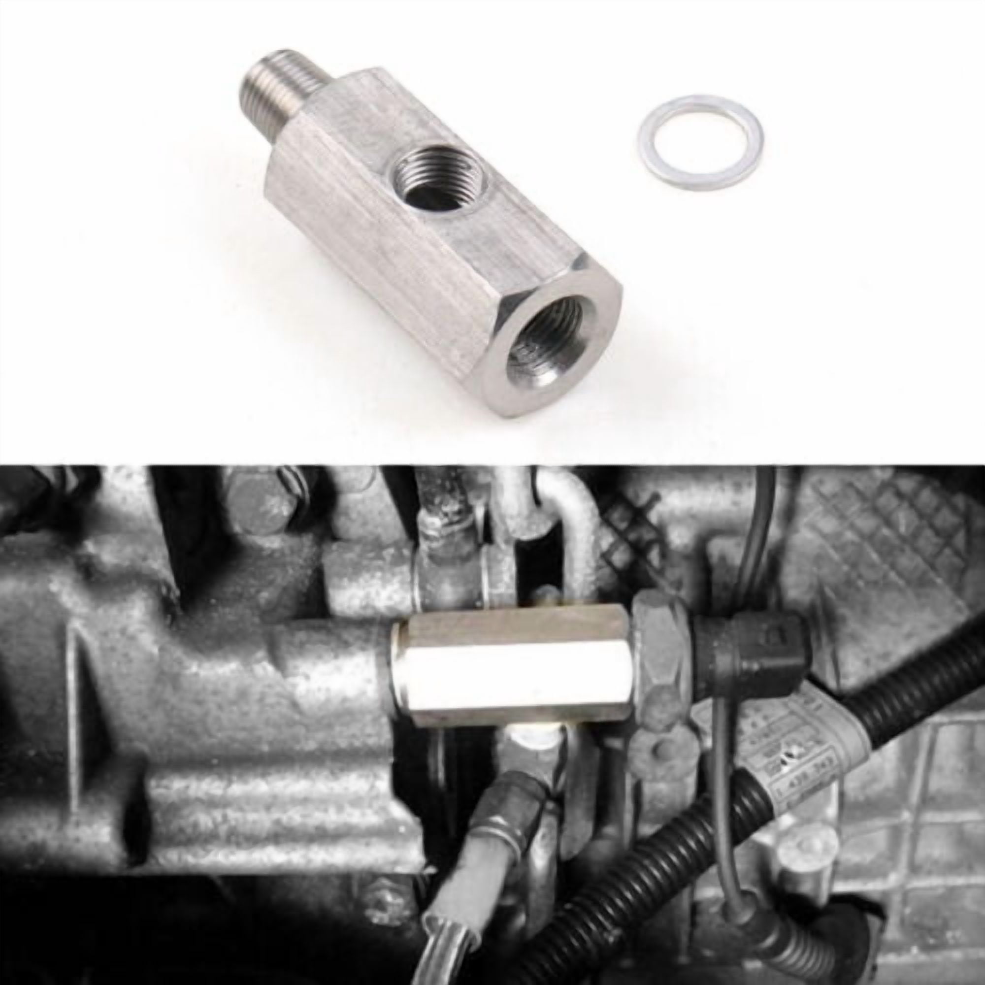 1/8" NPT Oil Pressure Sensor Tee to NPT Adapter Turbo Supply Feed Line ...