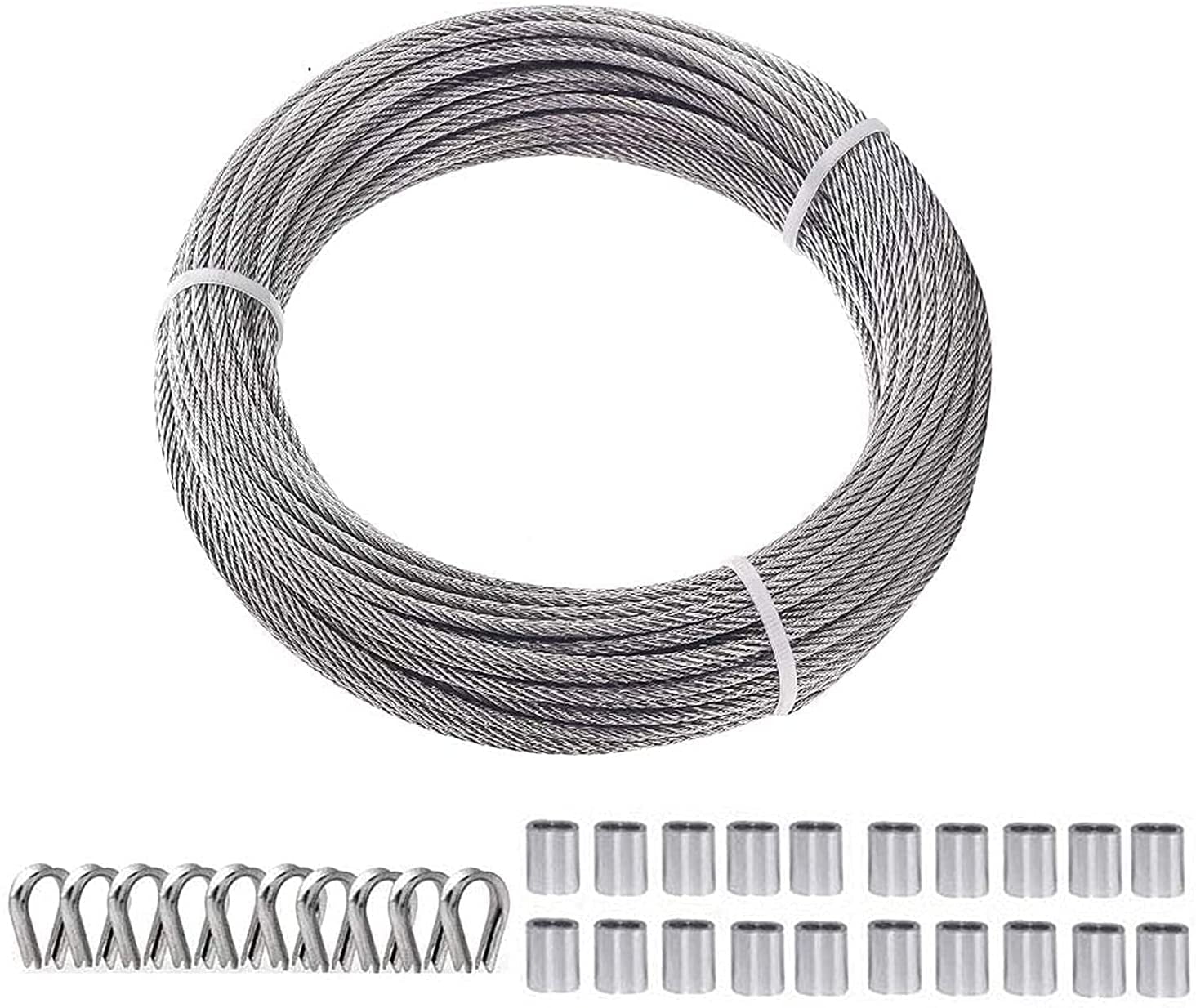 1/8" Stainless Steel Wire Rope Cable,50ft PVC Coated Stainless Cable ...