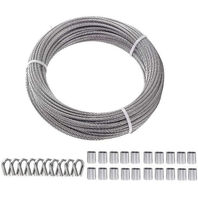 1/8" Stainless Steel Wire Rope Cable,50ft PVC Coated Stainless Cable ...