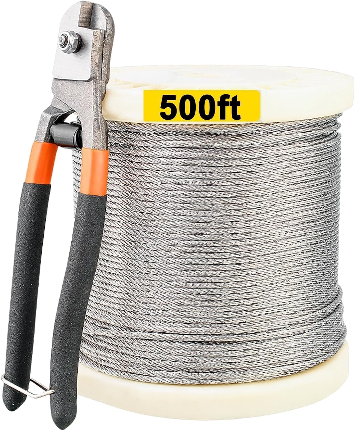 1/8 T316 Stainless Steel Cable with Wire Cutter, 500FT Marine Grade Aircraft Cable - 7x7 Strands ...