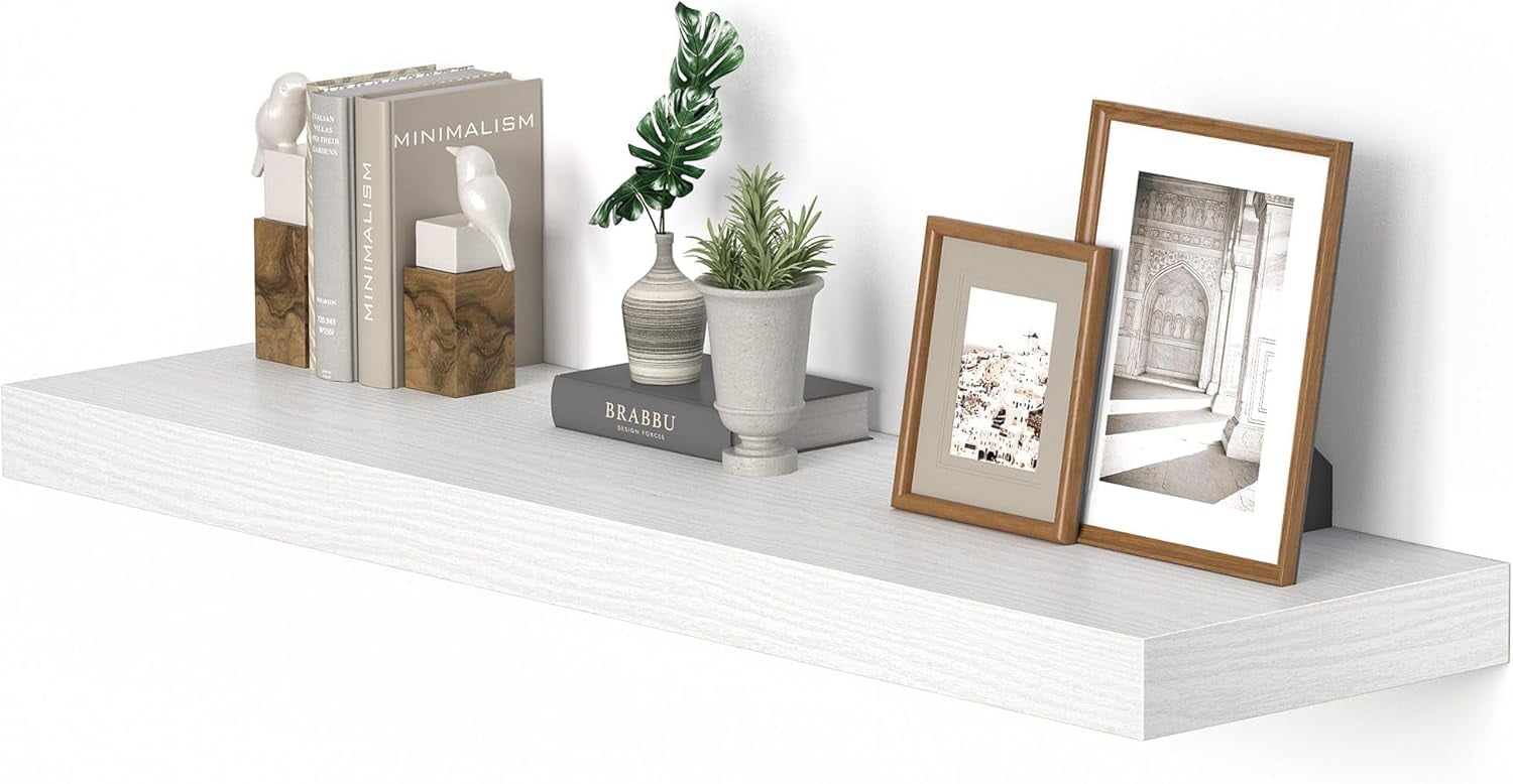 1.8 Thick Single Floating Shelf Wall Mounted, 10 Inch Deep Wall Shelves ...