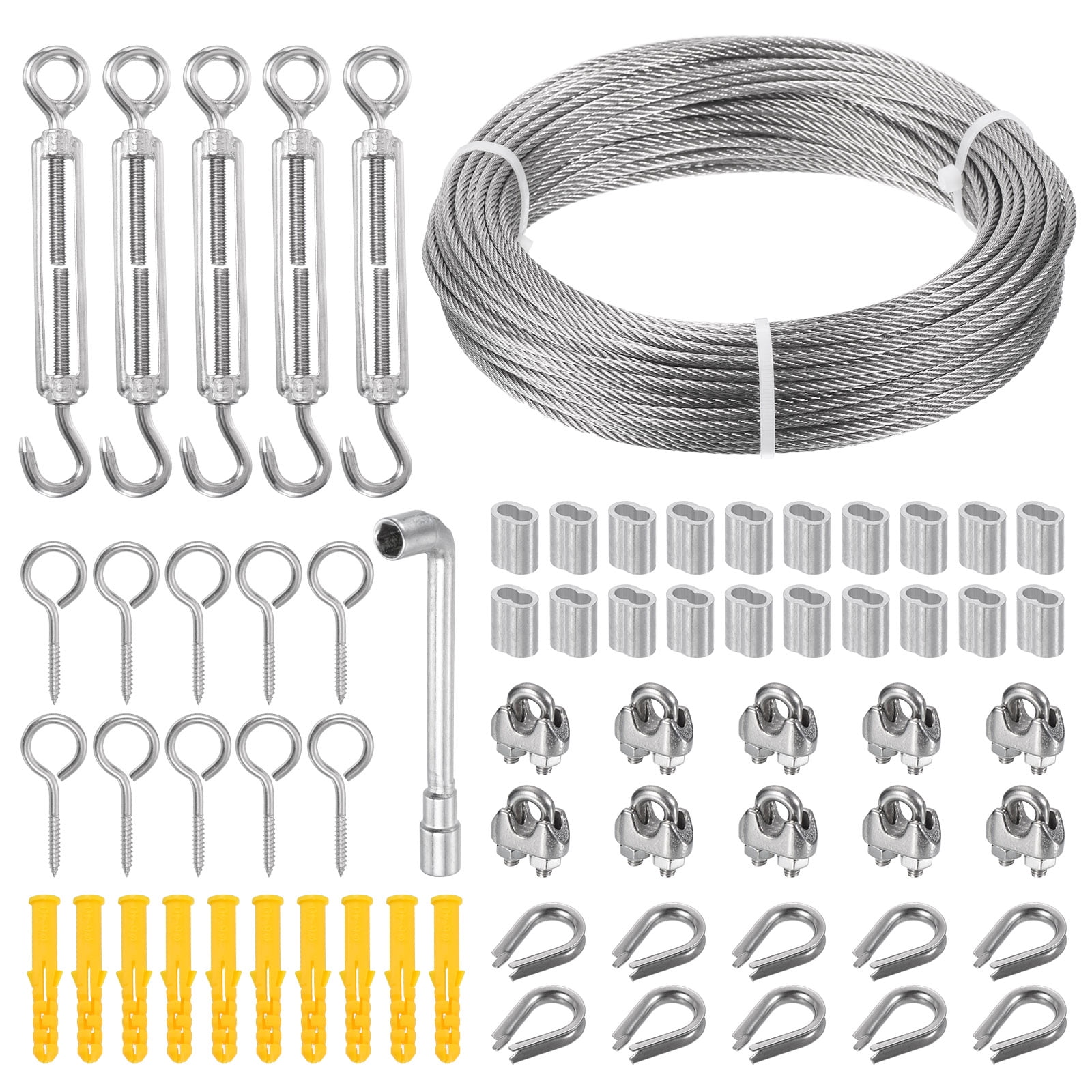 1/8 Turnbuckle Wire Tensioner Strainer Kit, 100ft Stainless Steel Wire ...