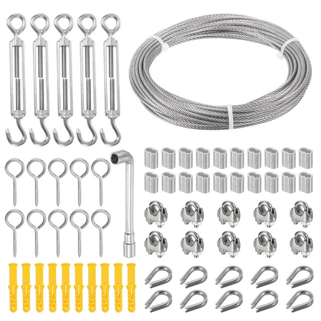1/8 Turnbuckle Wire Tensioner Strainer Kit 50ft Stainless Steel Wire ...