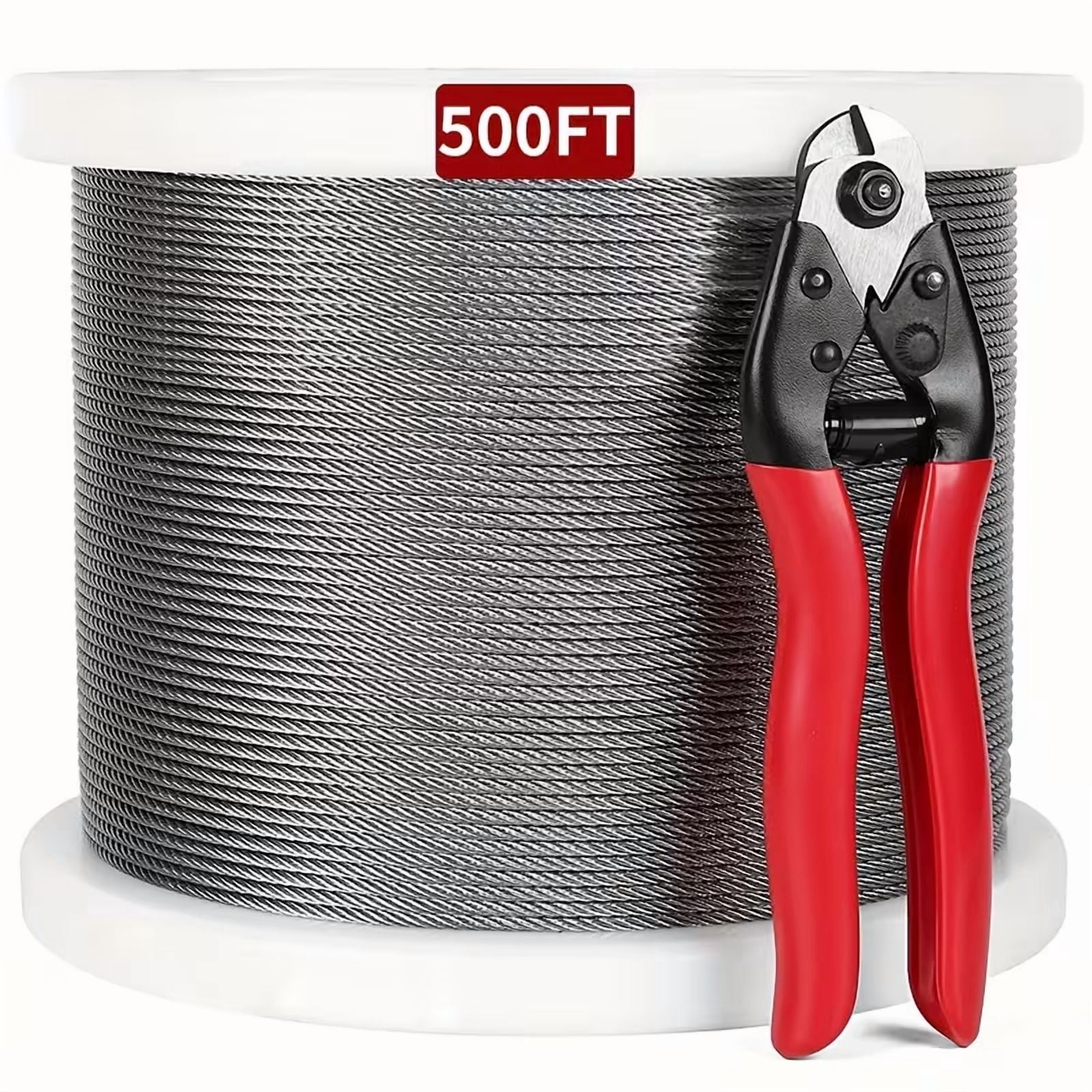 1/8" Wire Cable Crimp Kit, 500ft Wire Rope Metal Cable With Loop Sleeve ...
