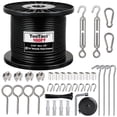Tootaci 1/8" Wire Rope Kit, 100FT Black Vinyl Coated Stainless Steel ...