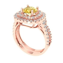 2.01 ct Brilliant Princess Cut Yellow Zircon 14k White Gold Halo ...