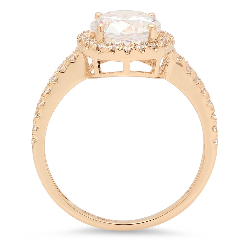 1.8 ct Round Cut Moissanite Halo Engagement Ring for Women in 18K ...