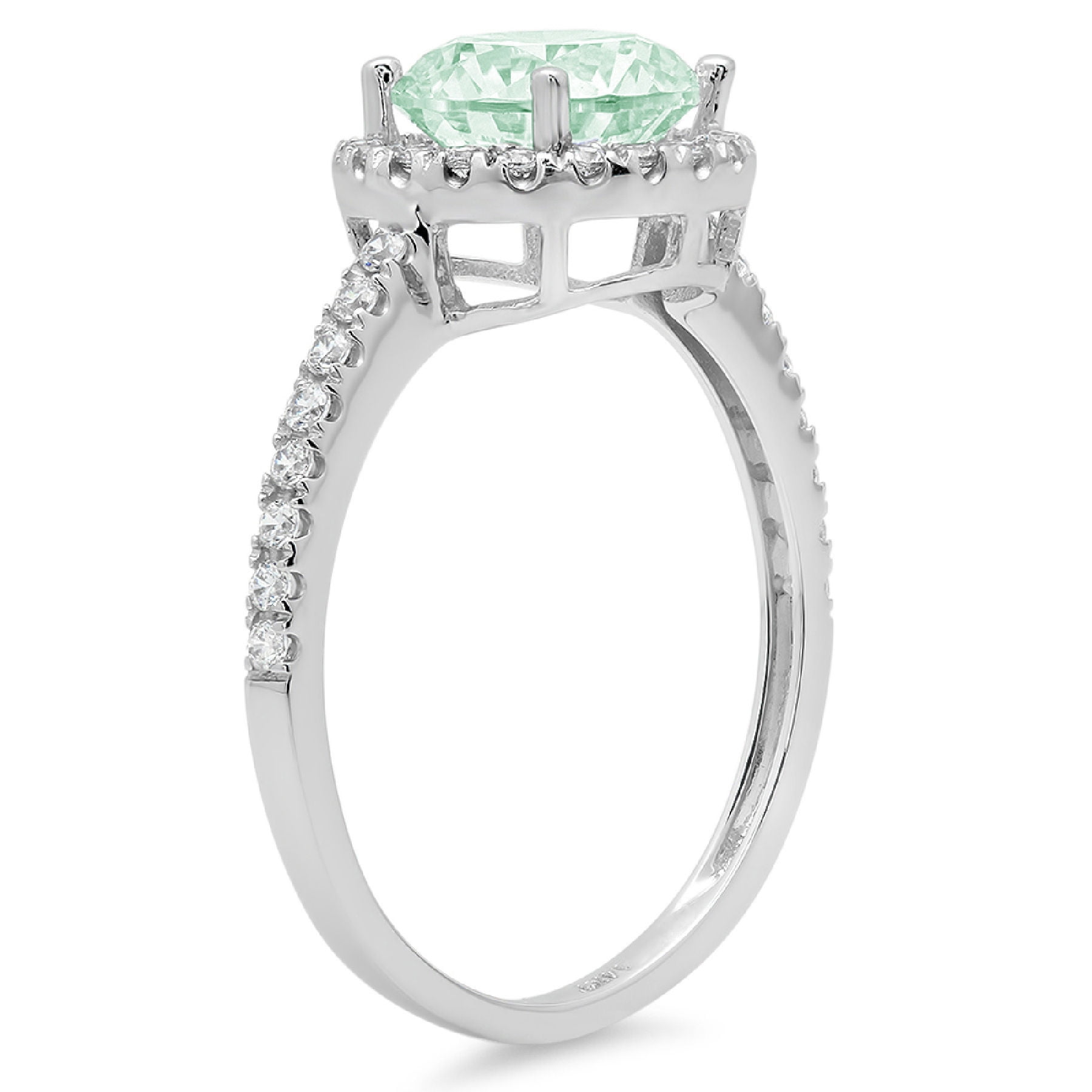 1.8 ct Round Cut Simulated Green Diamond Halo Engagement Ring for Women ...